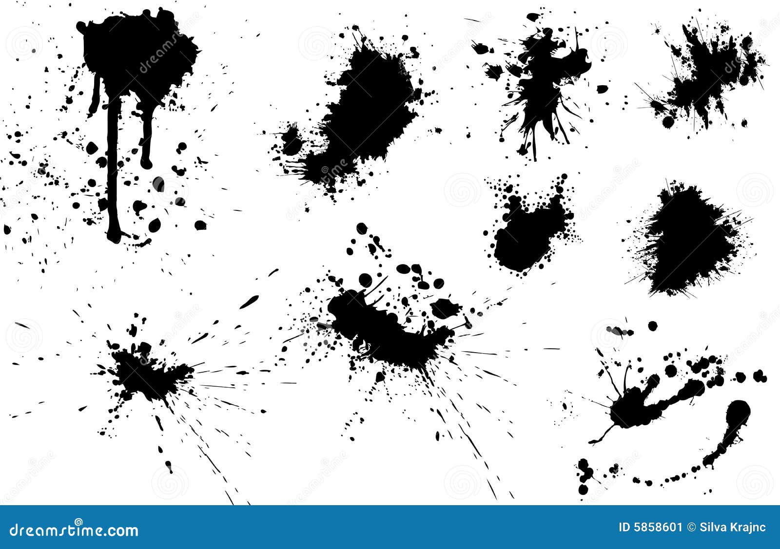 Different Black Splashes stock vector. Illustration of dirt - 5858601