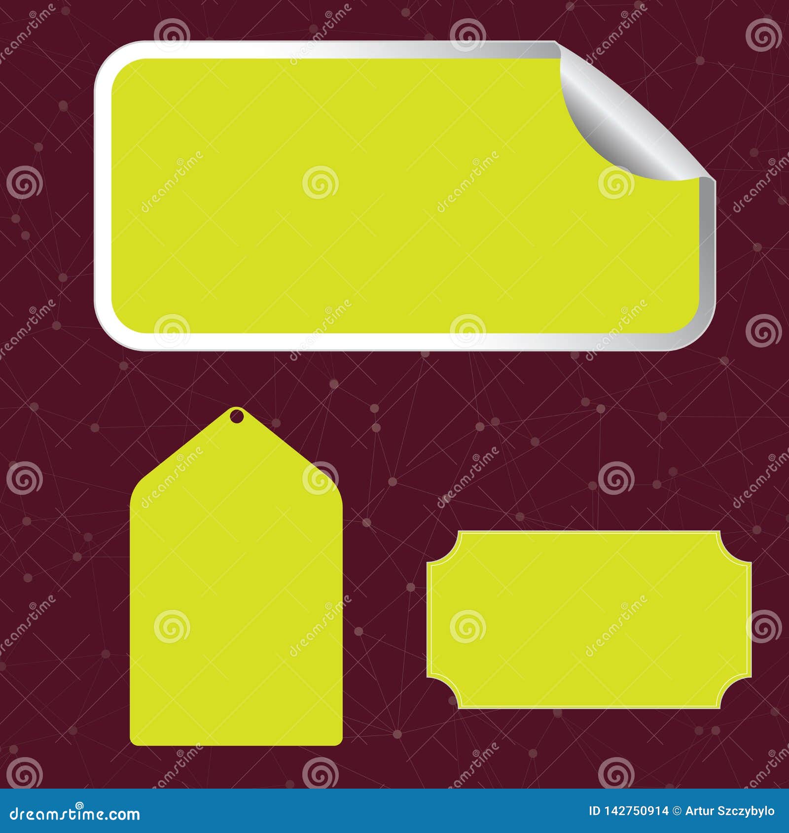 Different Blank Color Label, Self Adhesive Sticker with Border, Bended ...