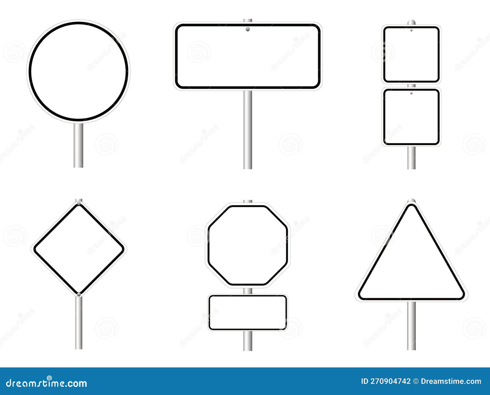 Different Blank Road Signs on White Background, Collage Design Stock ...