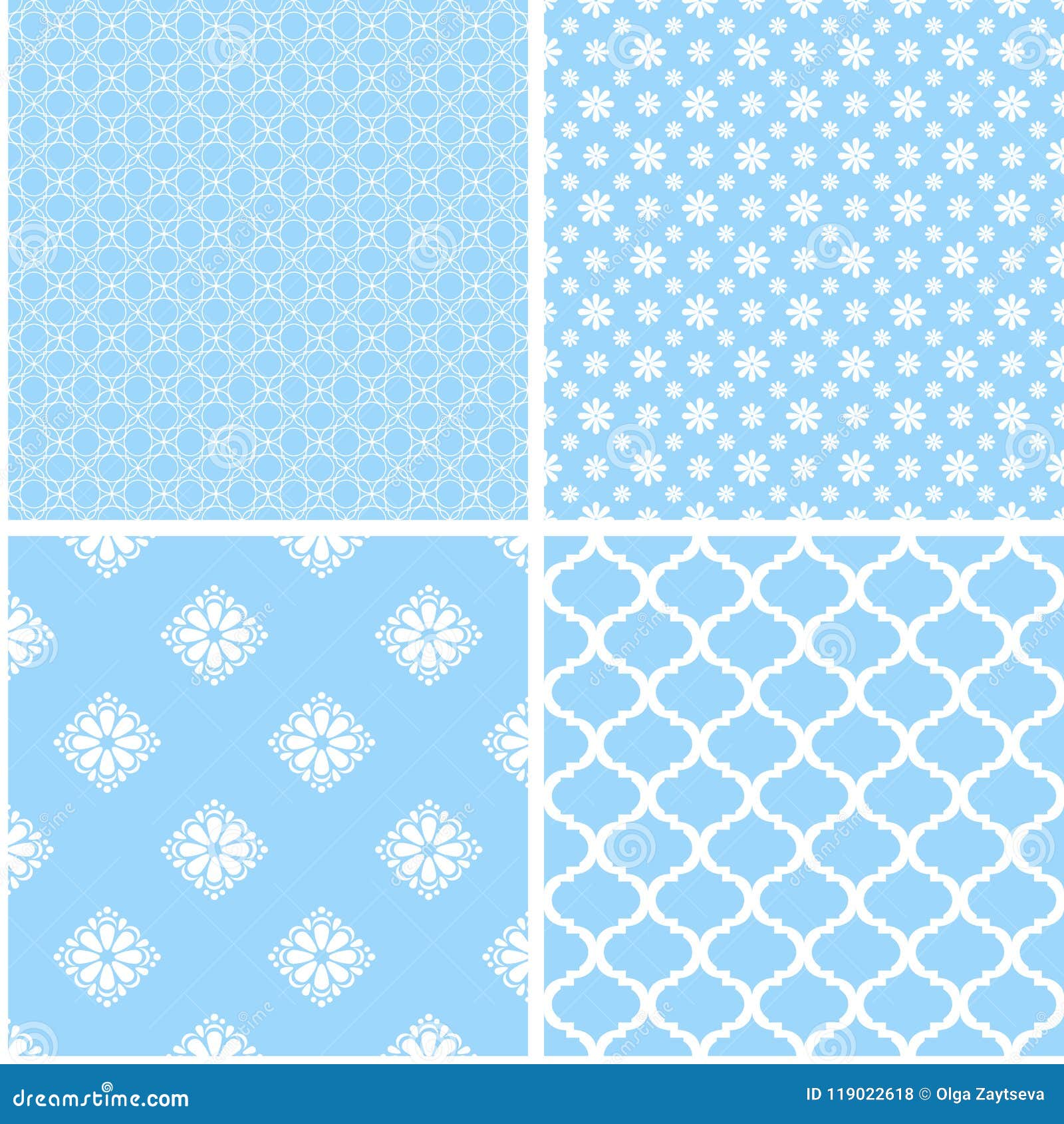 Different Blue Seamless Patterns Stock Illustration - Illustration of ...