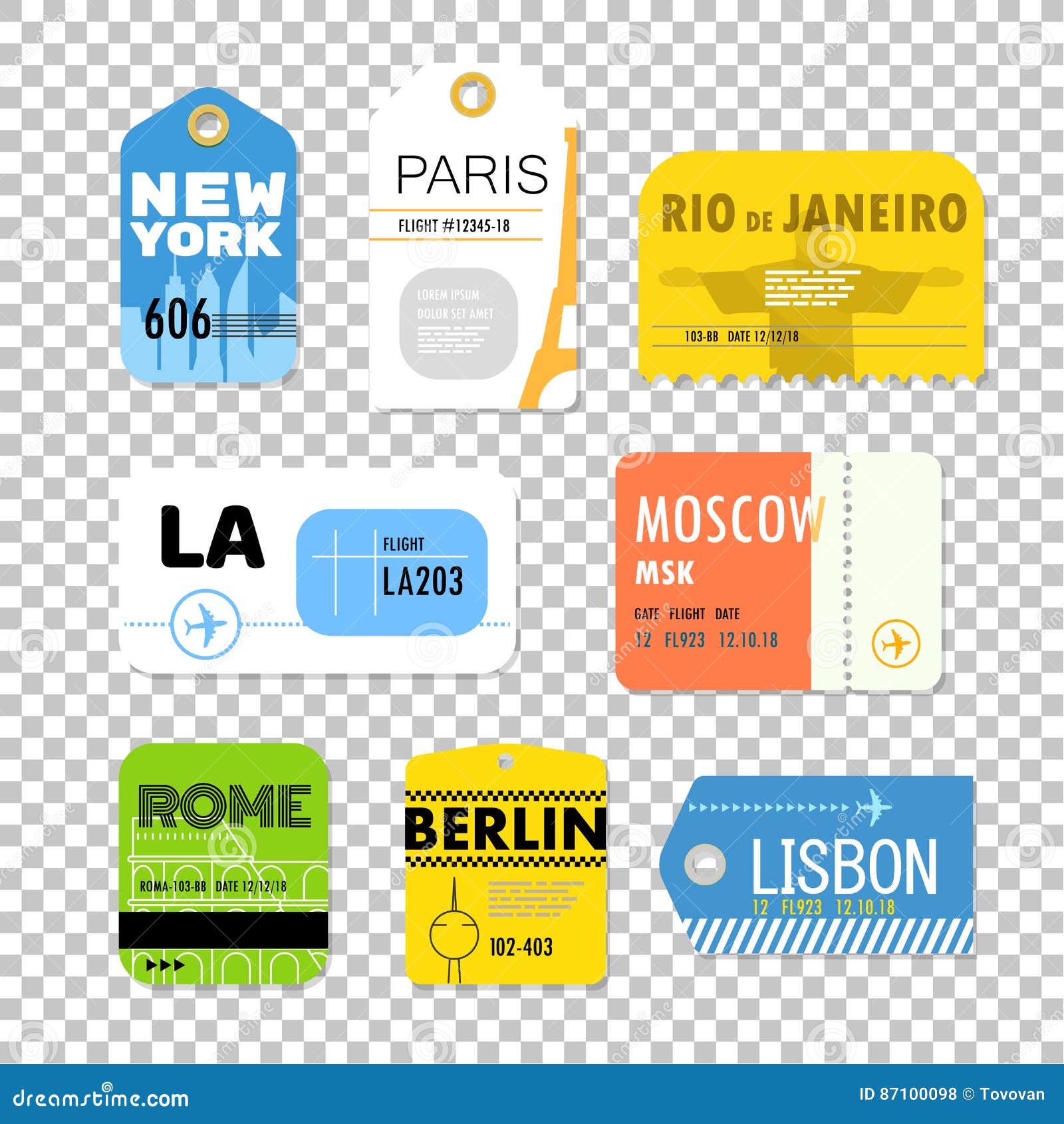 Different Boarding Pass Collection Stock Vector - Illustration of pass ...