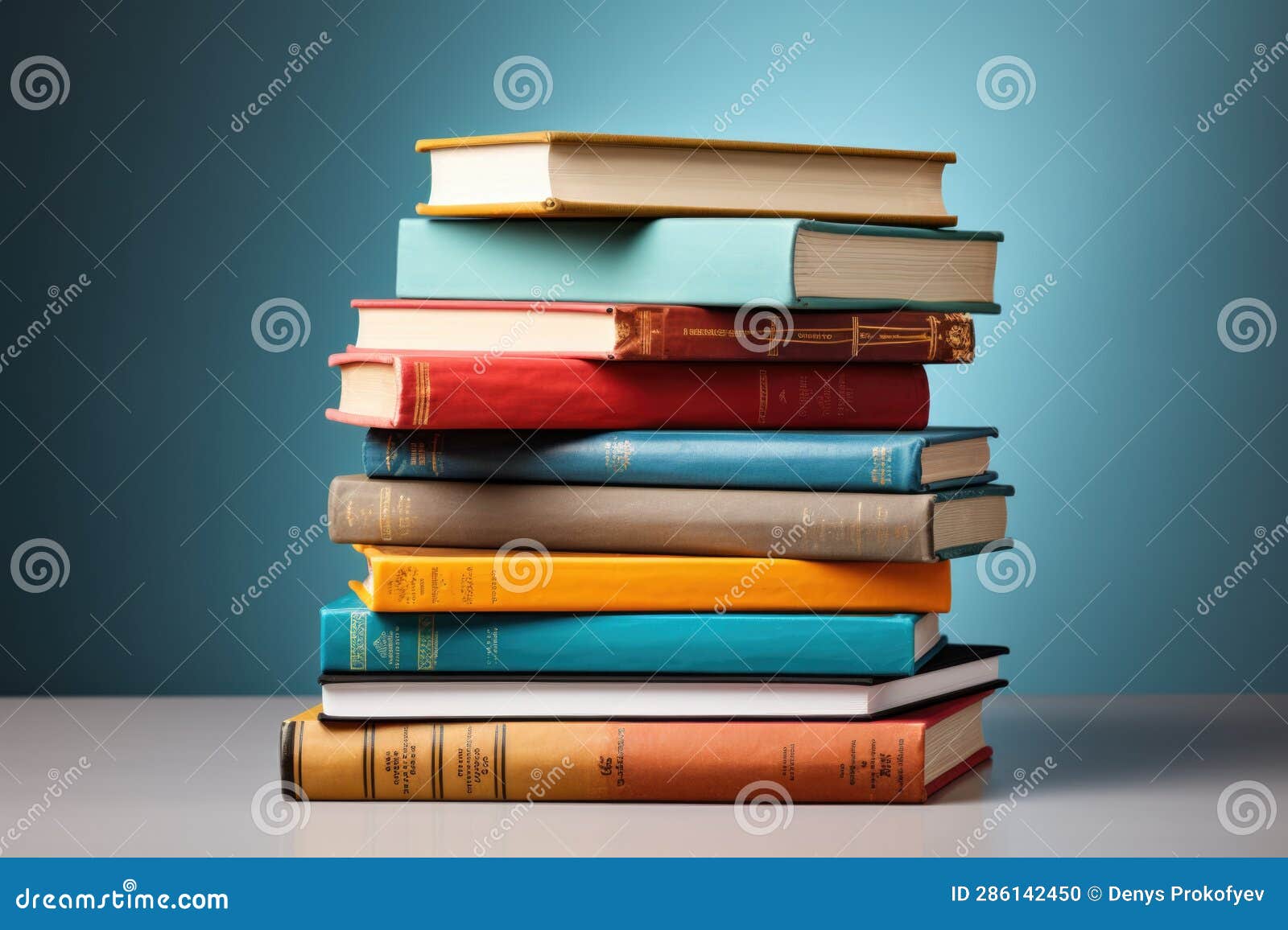 Different Books are Stacked on Table Stock Illustration - Illustration ...