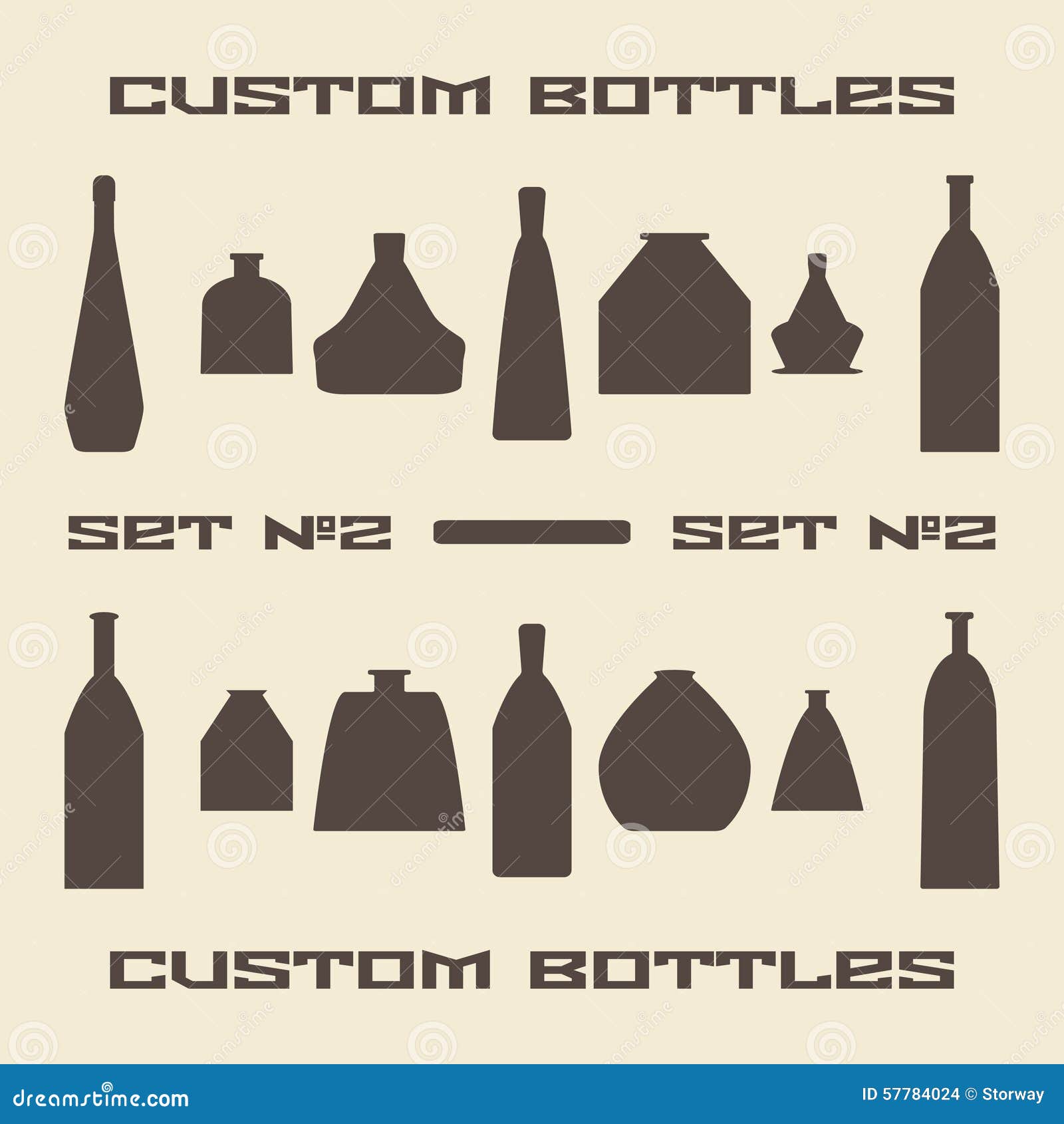 Different Bottle Types Silhouette Icon Set Stock Vector - Illustration ...