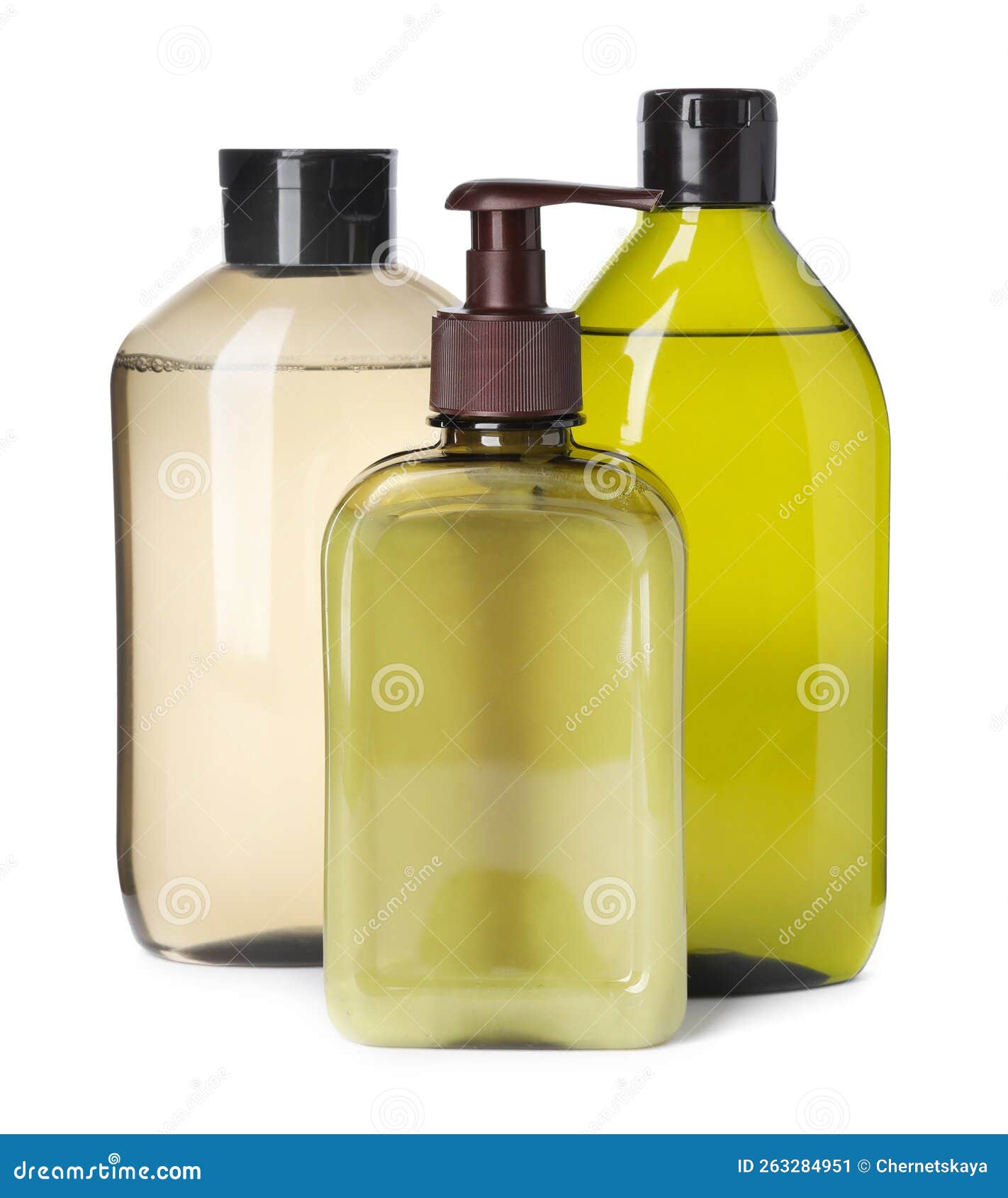 Different Bottles of Shampoo on White Background Stock Image - Image of ...