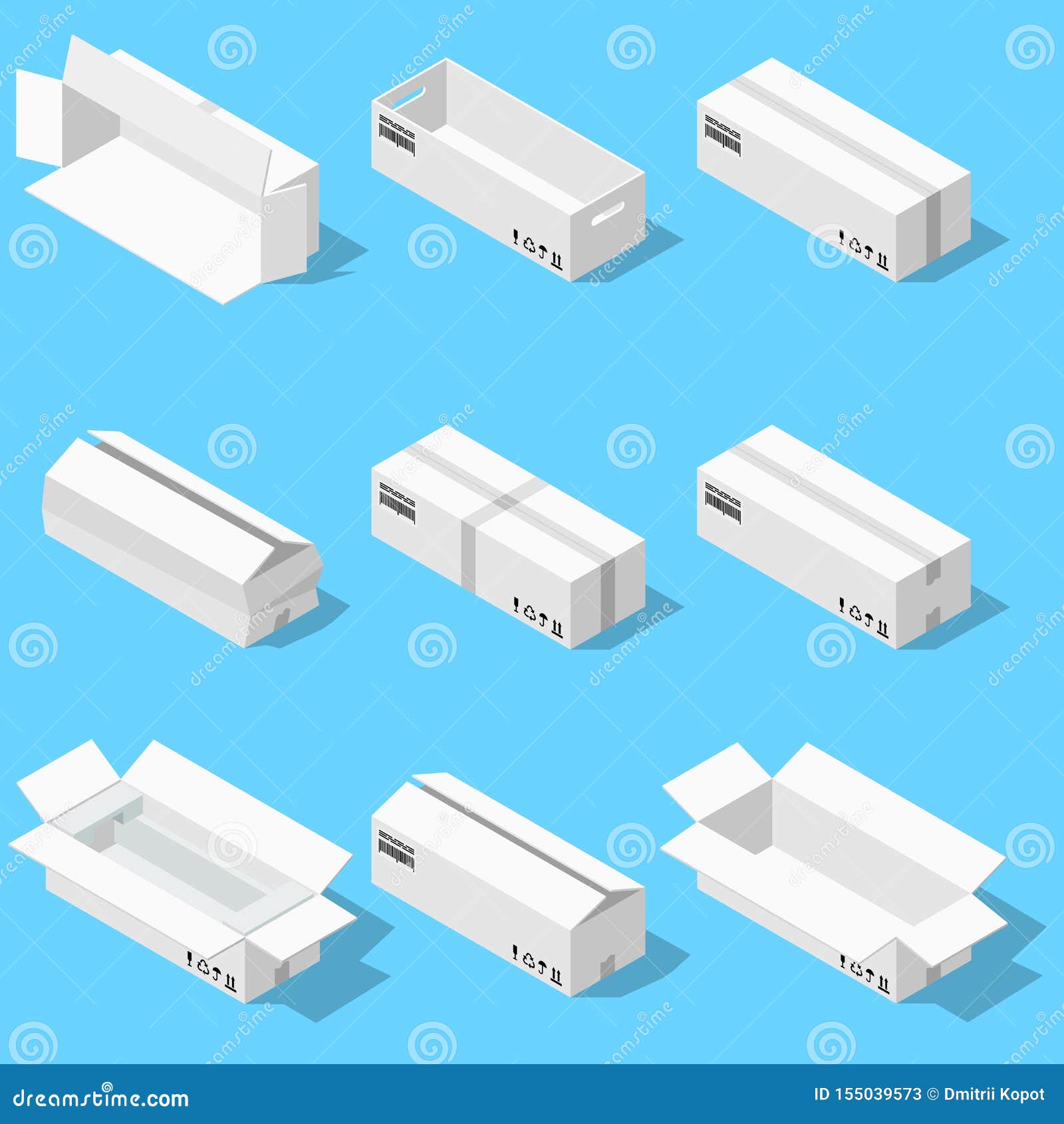 Different Box Vector Isometric Icons Isolated Move Service or Gift ...