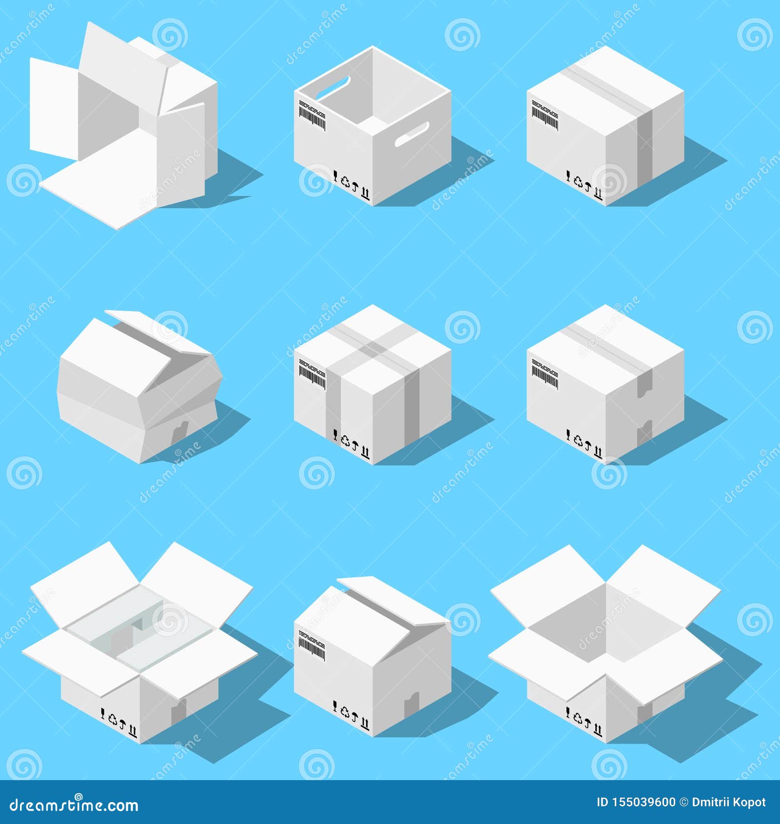Different Box Vector Isometric Icons Isolated Move Service or Gift ...