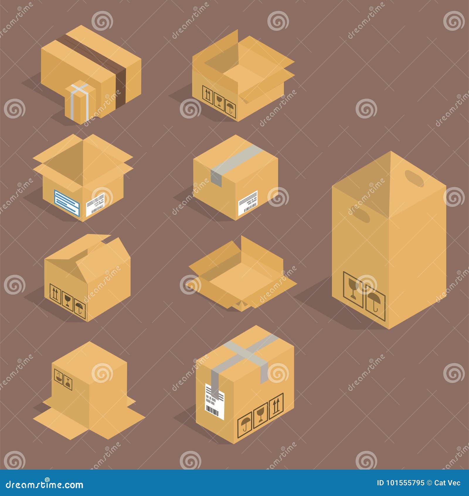 Different Box Vector Isometric Icons Isolated Pack Stock Vector ...