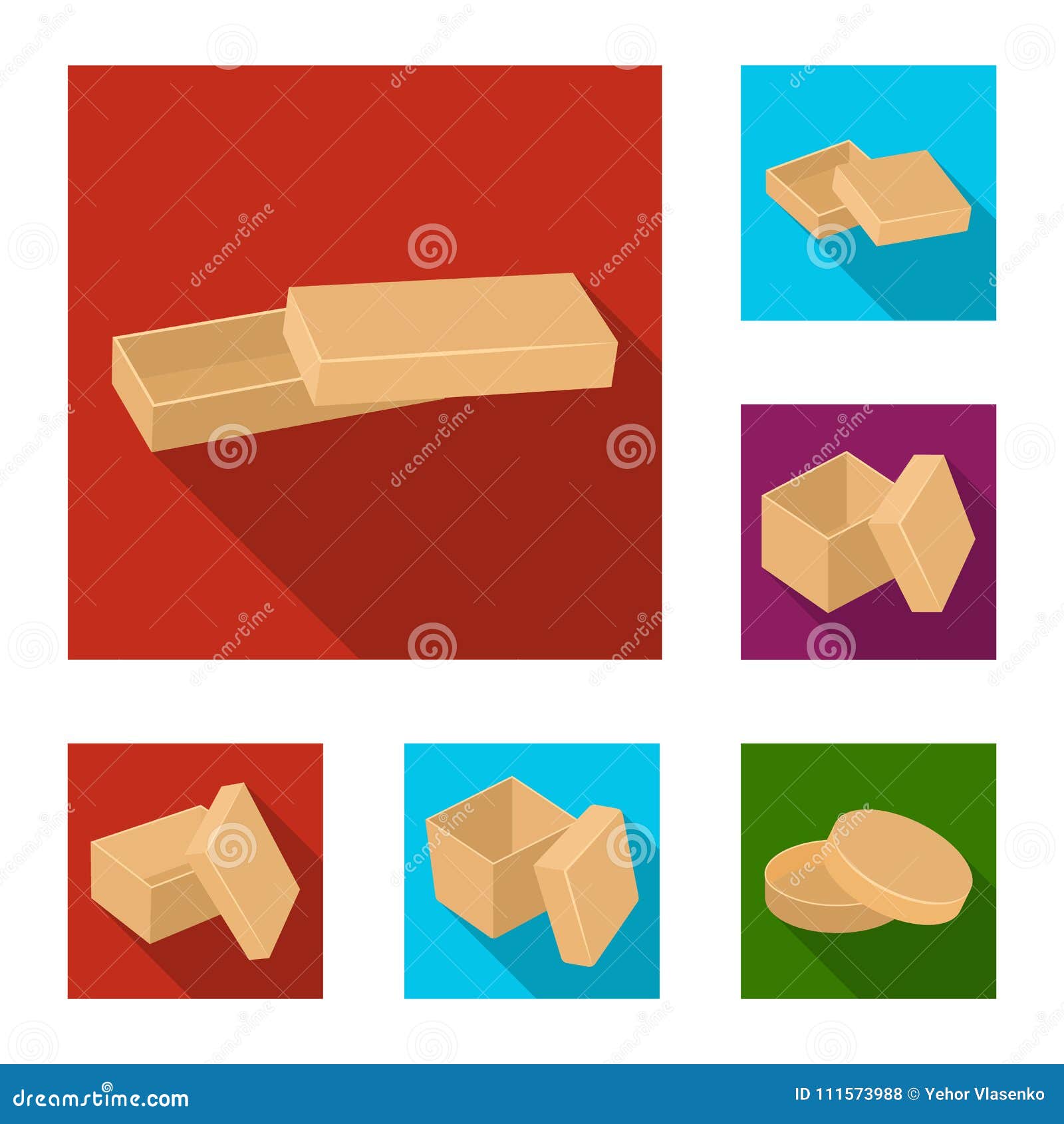 Different Boxes Flat Icons in Set Collection for Design.Packing Box ...