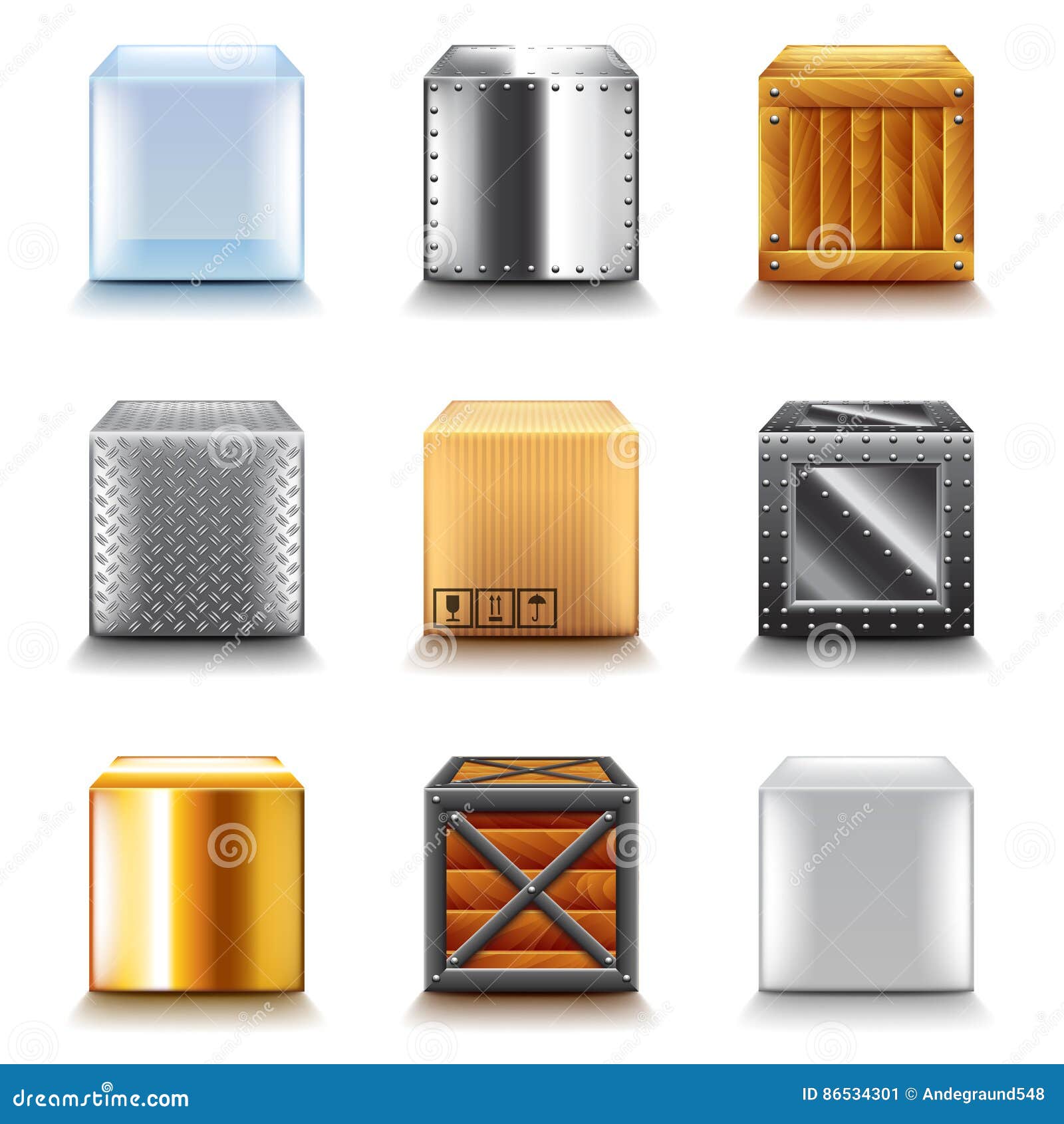 Different Boxes Icons Vector Set Stock Vector - Illustration of wood ...