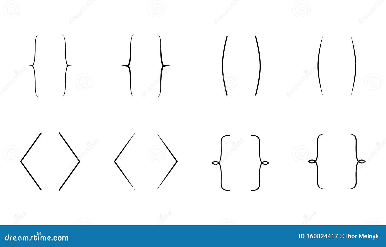 Different brackets set. stock vector. Illustration of design - 160824417