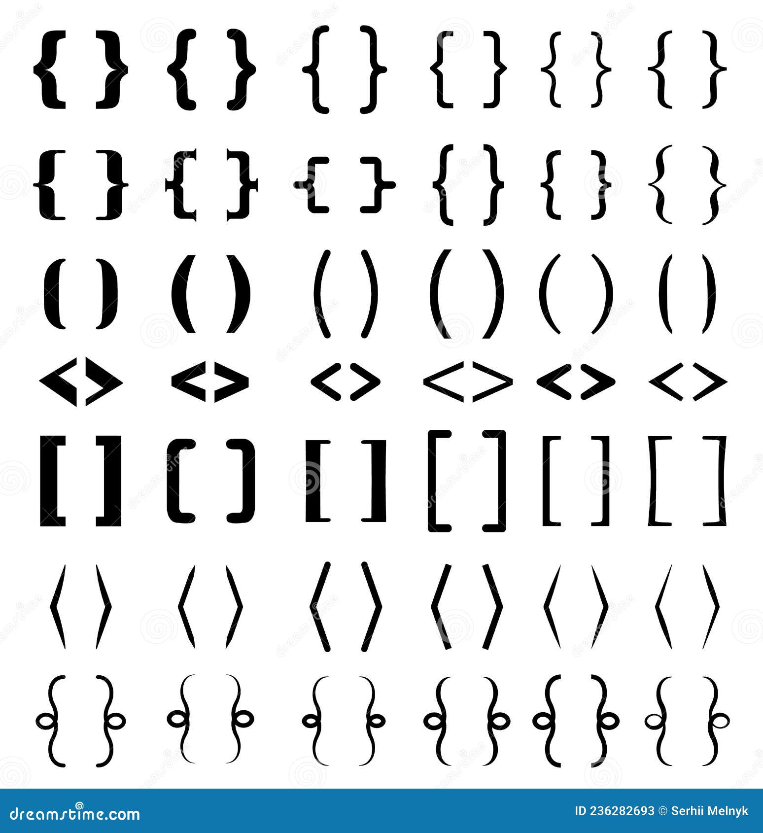 Different brackets set. stock vector. Illustration of vector - 236282693