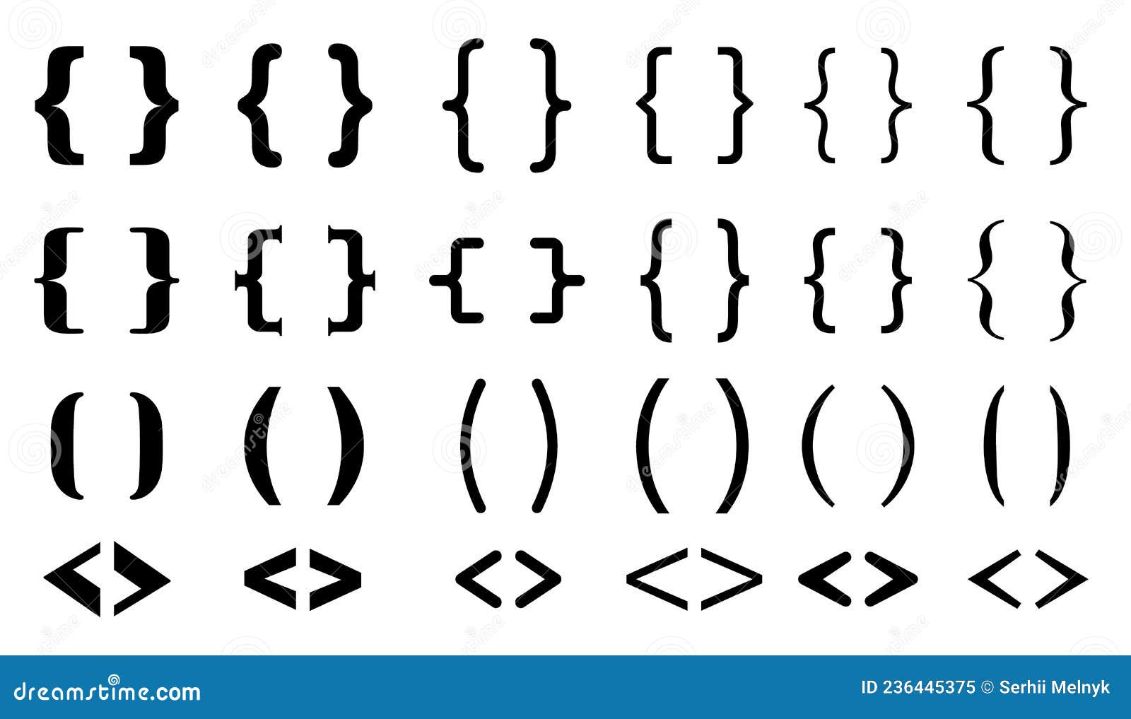 Different brackets set. stock vector. Illustration of symbol - 236445375