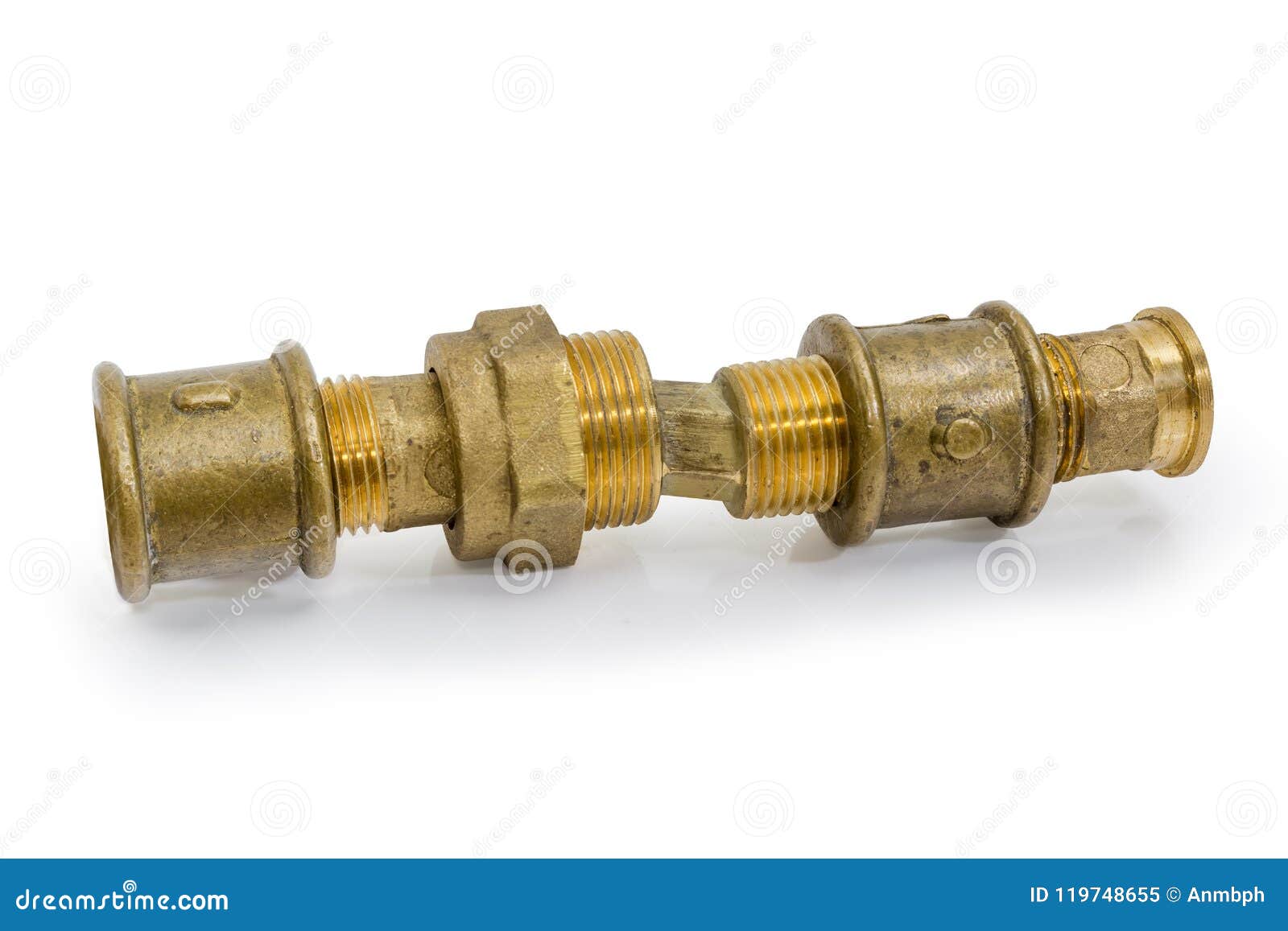 Different Brass Threaded Plumbing Components Connected Together Stock ...