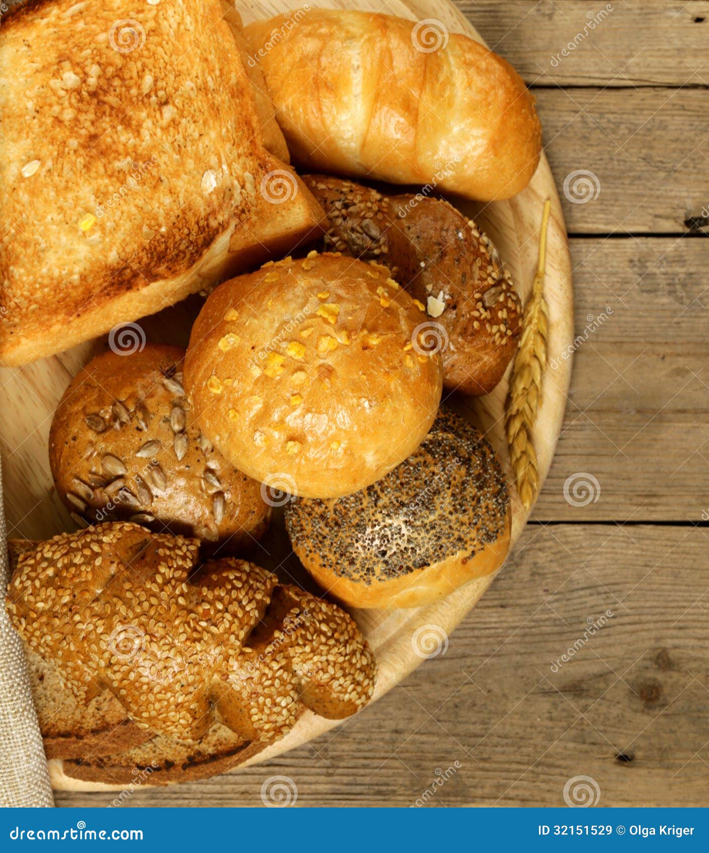 Different Bread (rye Bread, White Loaf, Bun) Stock Image - Image of ...