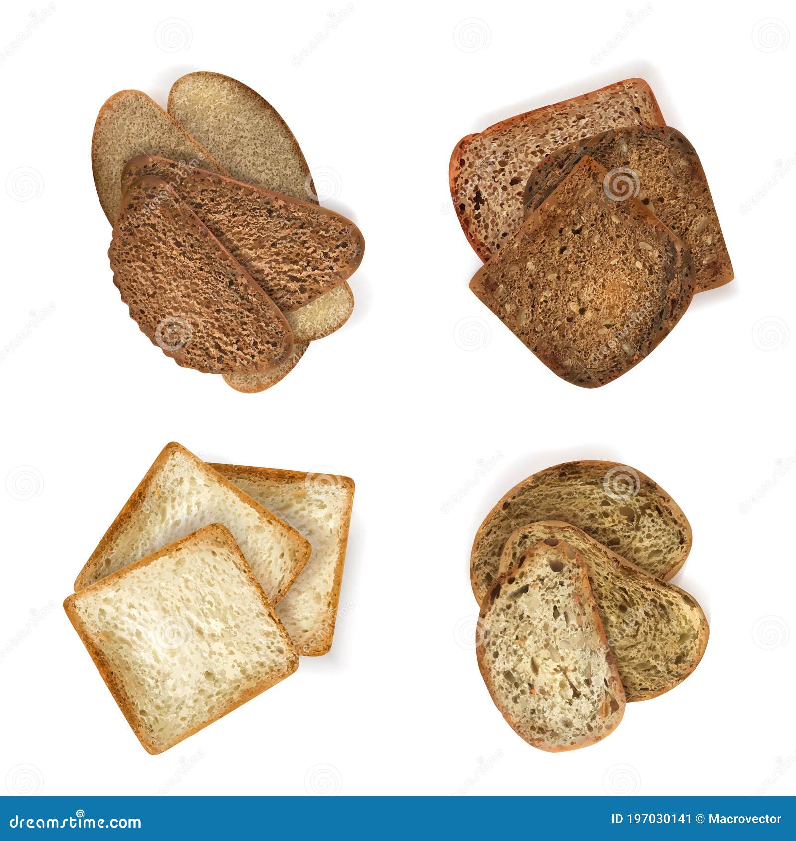 Different Bread Slices Set stock image. Image of loaf - 197030141