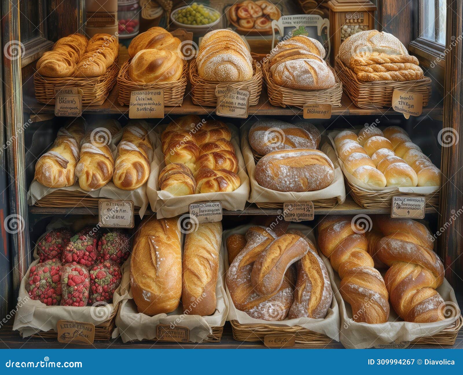 Different Breads on the Counter Stock Illustration - Illustration of ...