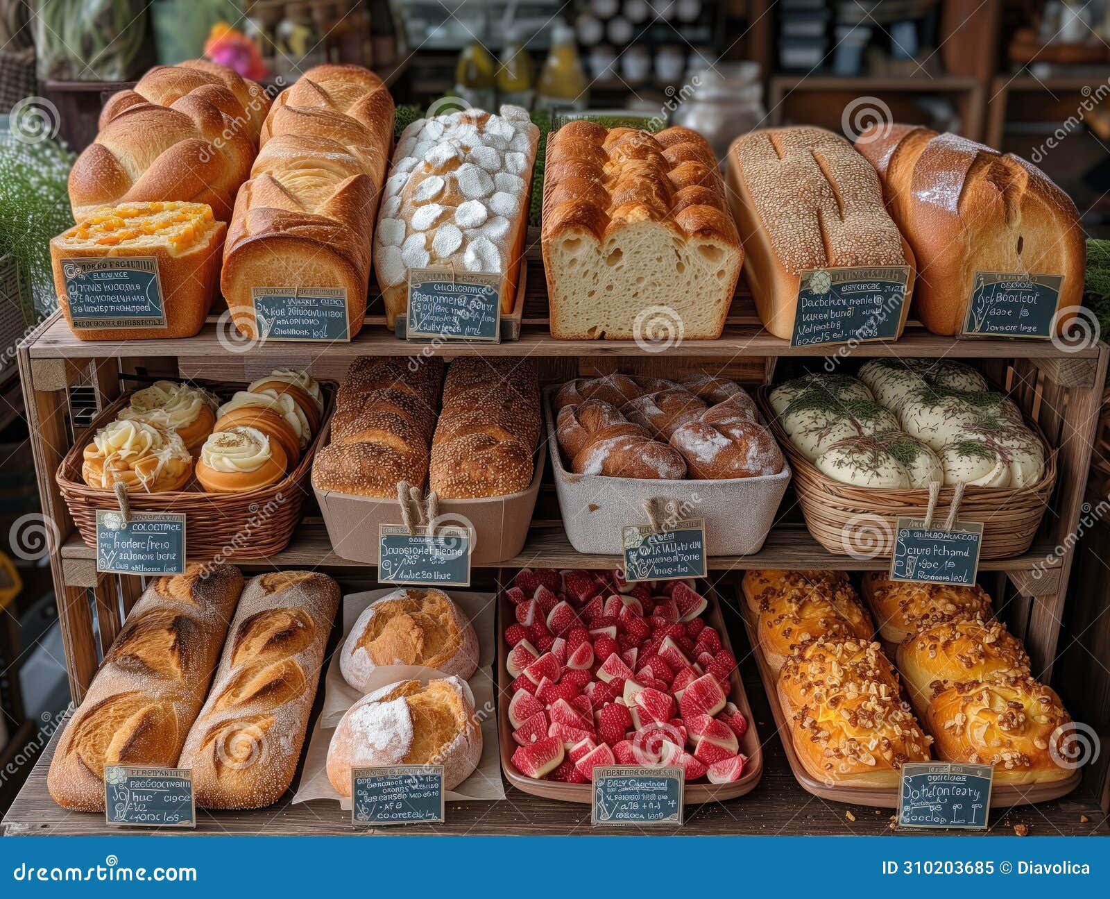 Different Breads on the Counter Stock Illustration - Illustration of ...