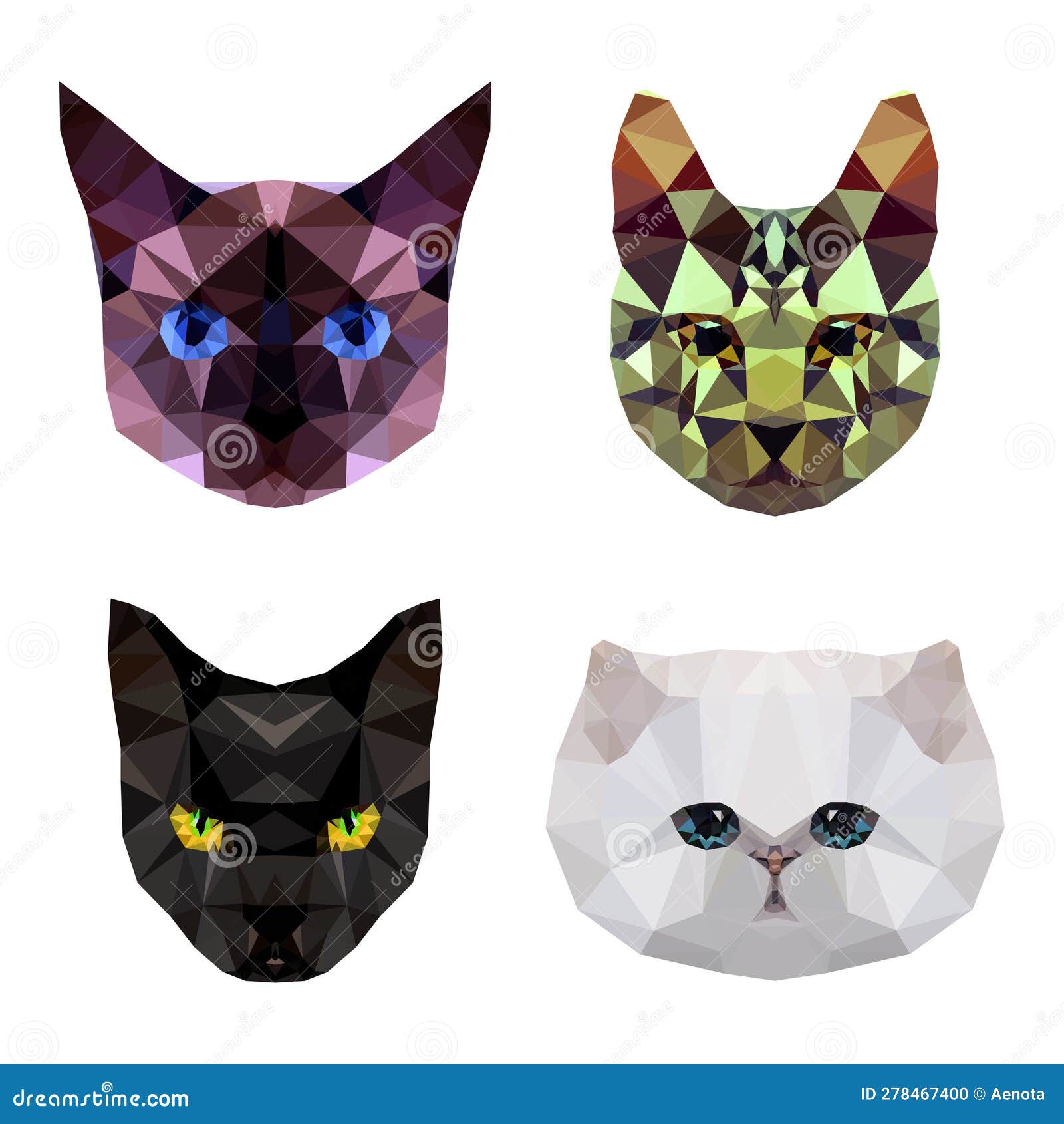 Different Breeds of Cats - Set of Cat S Faces Stock Vector ...