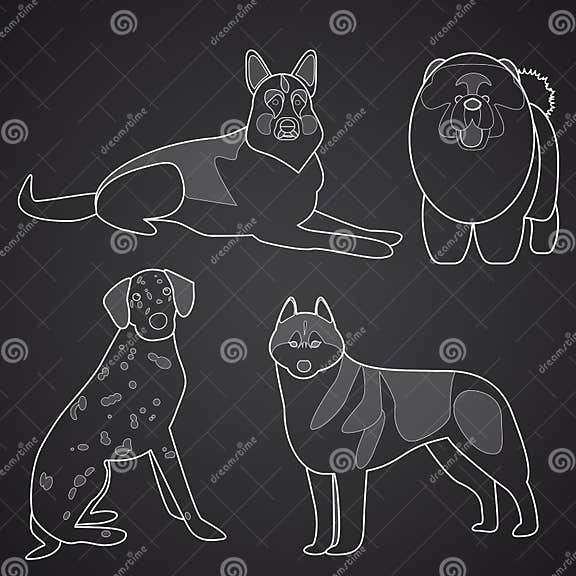 Different Breeds of Dogs in Linear Style. Part 2 Stock Vector ...