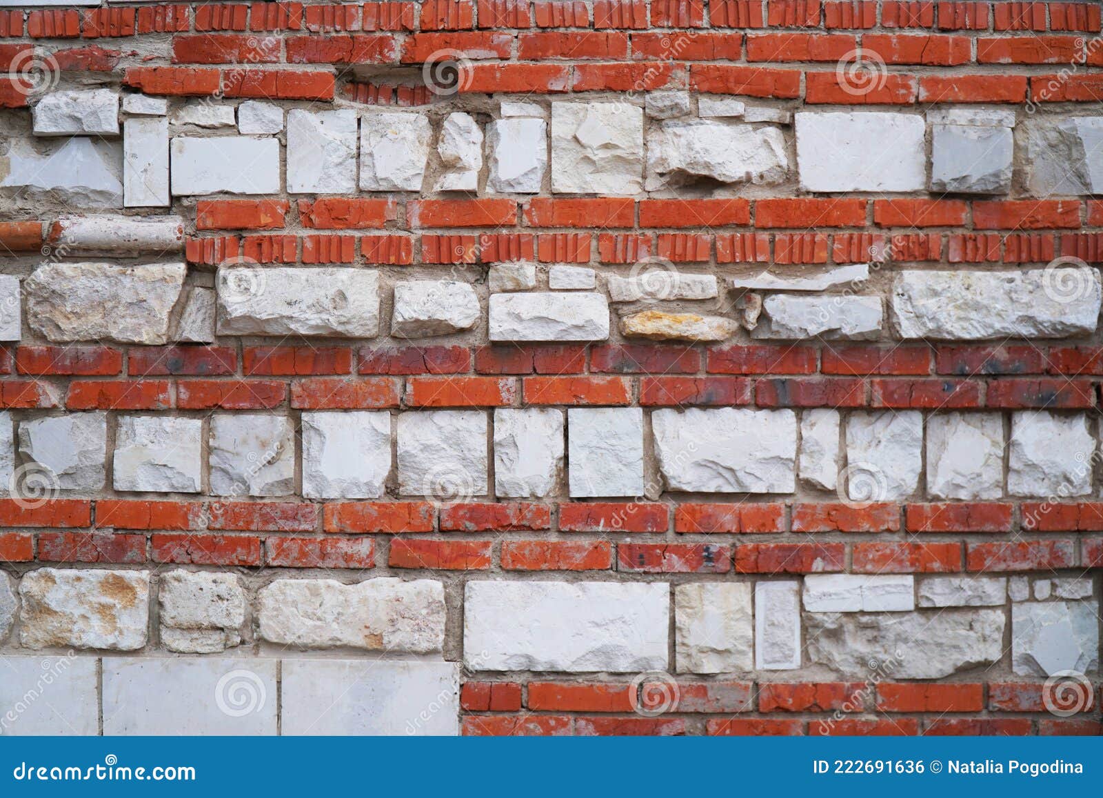 Brick Wall Made of Bricks of Two Colors White and Red Stock Photo ...