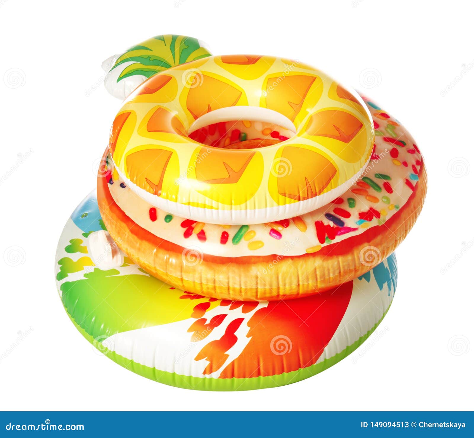 Different Bright Inflatable Rings. Summer Holidays Stock Image - Image ...