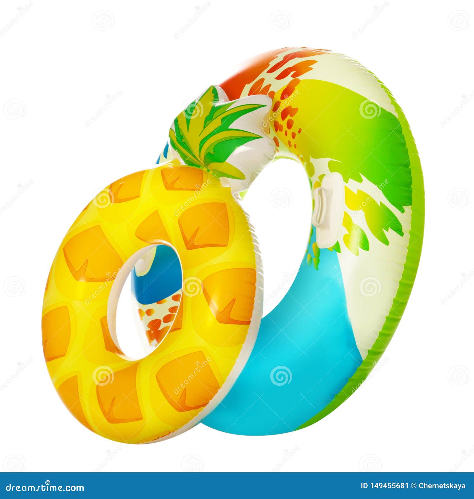 Different Bright Inflatable Rings on White. Summer Holidays Stock Image ...