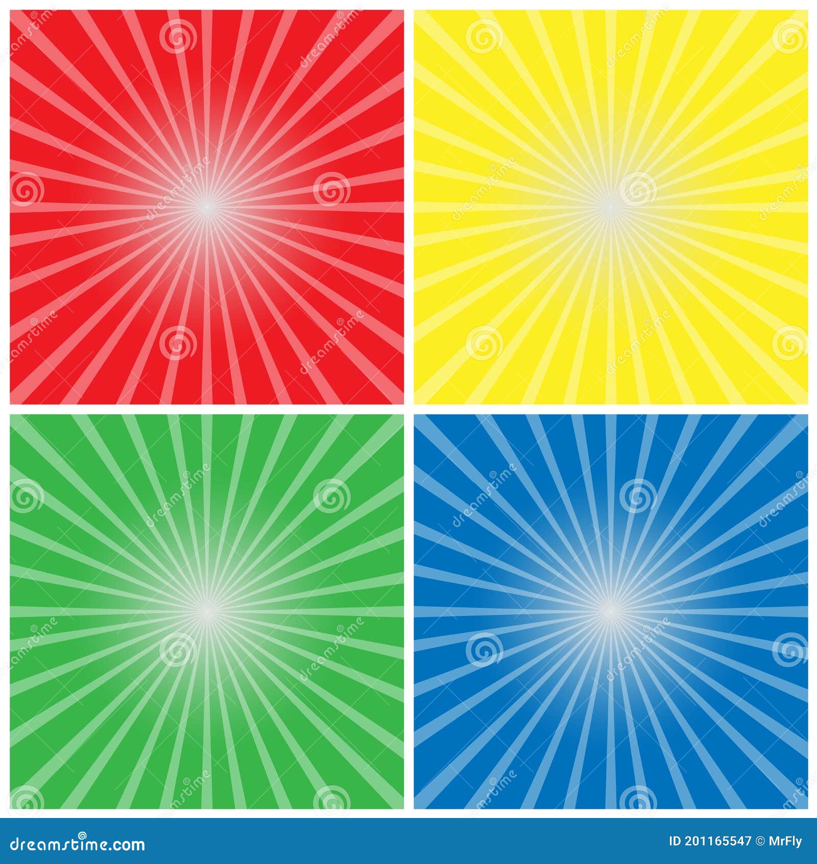 4 Different Bright Light Beams, Template, Vector Illustration Stock ...