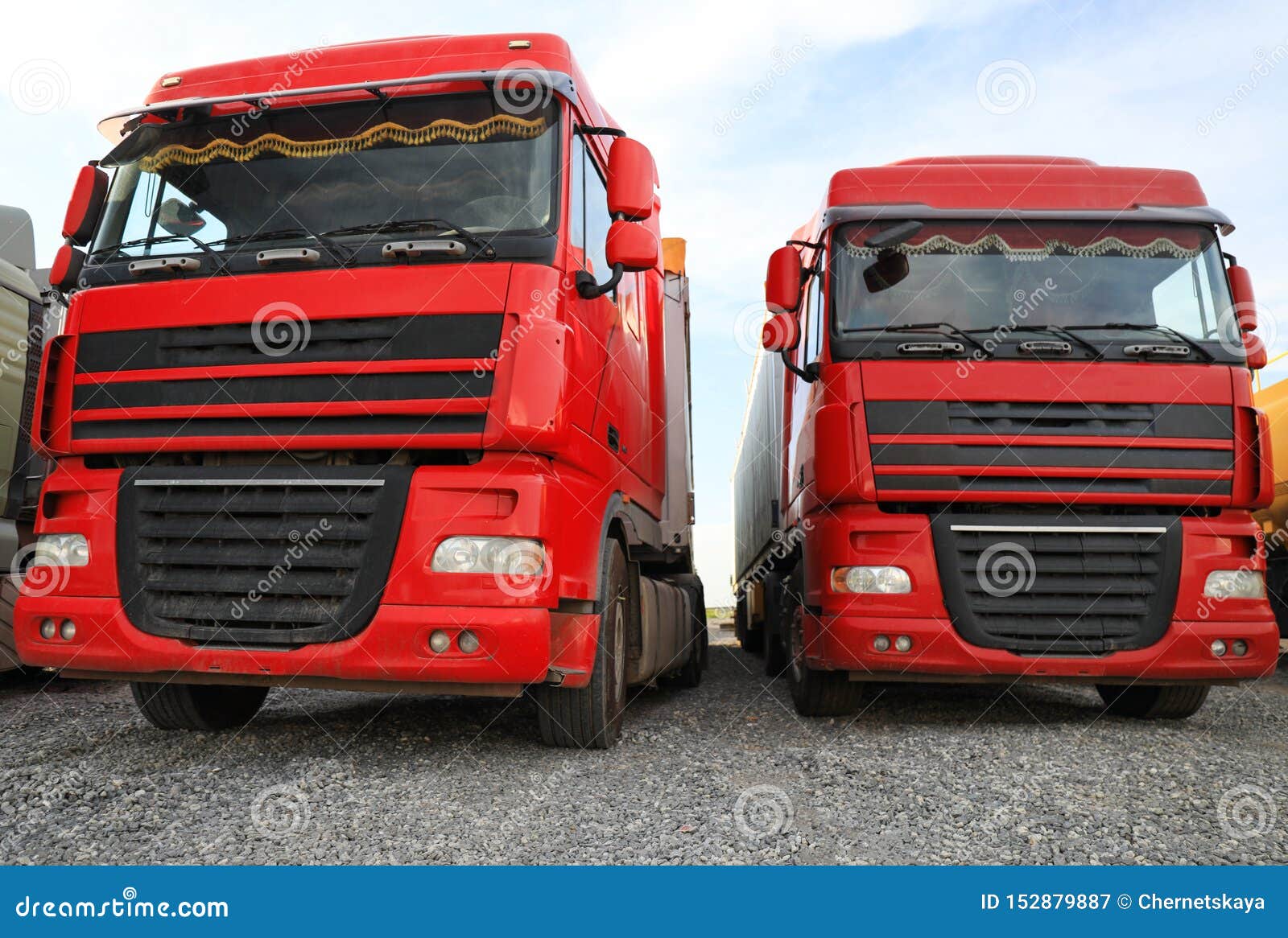 Different Bright Trucks Parked. Modern Transport Stock Image - Image of ...