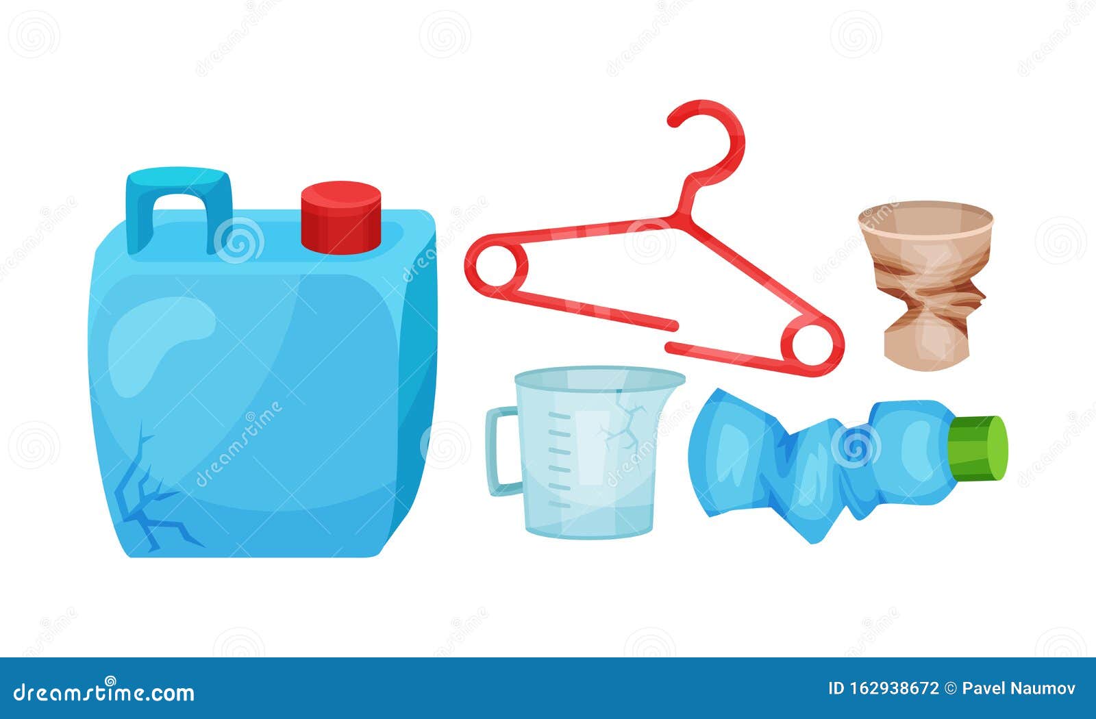 Different Broken Plastic Things. Vector Illustration on a White ...