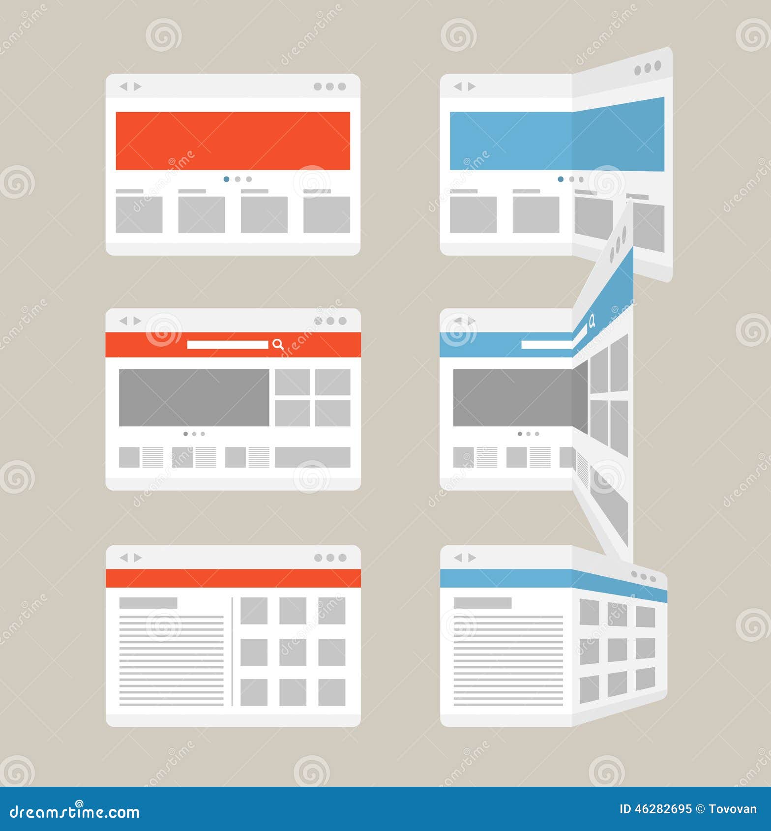 Different Browser Windows Set Stock Vector - Illustration of communication, open: 46282695