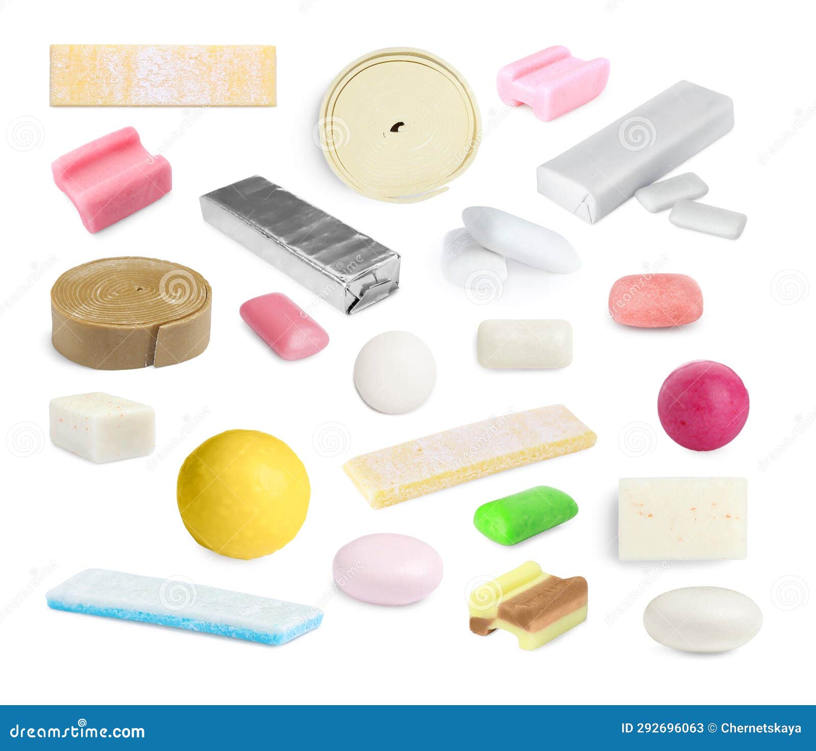Different Bubble Gums Isolated on White, Collage Design Stock Image ...