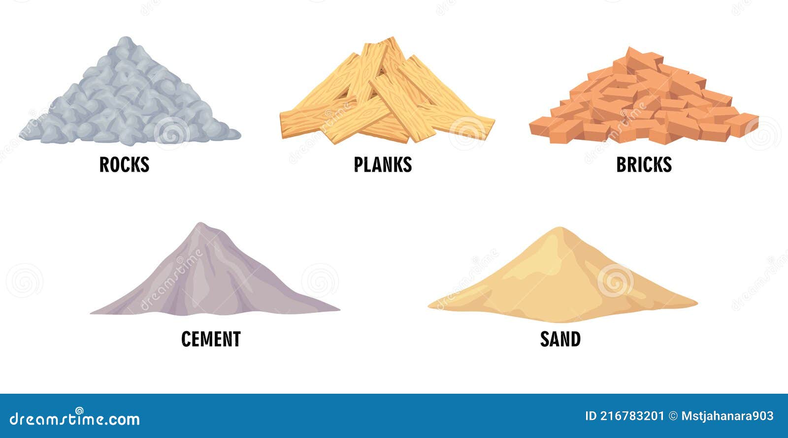 Different Building Materials Vector Illustrations Set Stock Vector ...