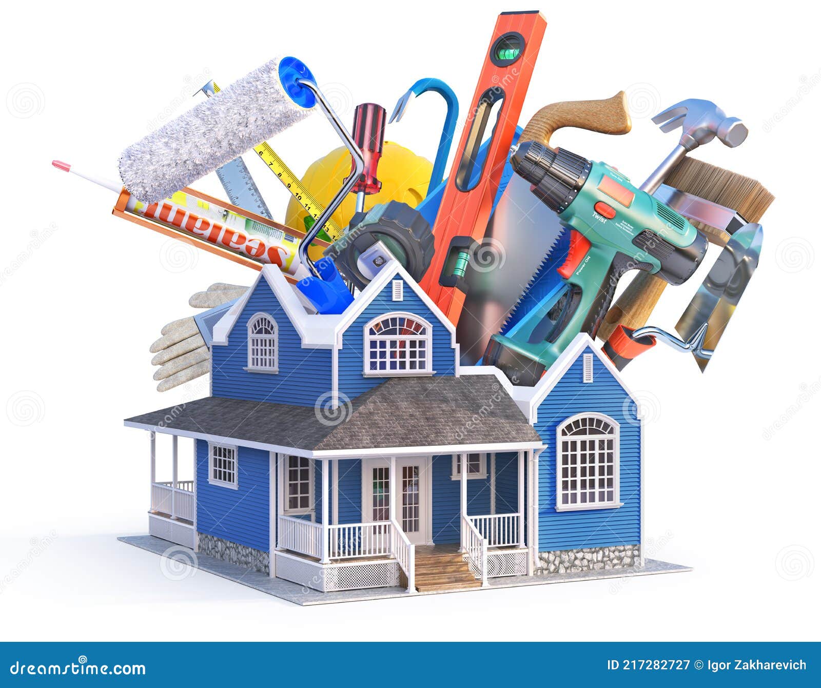 Different Building Tools Inserted in the House . Stock Illustration ...