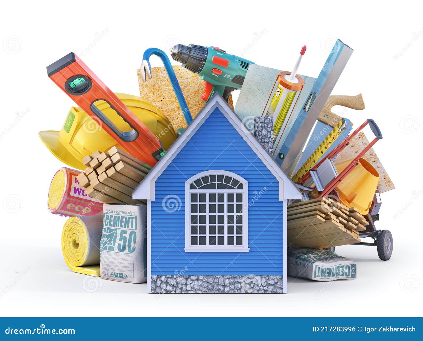 Different Building Tools Inserted in the House . Stock Illustration ...