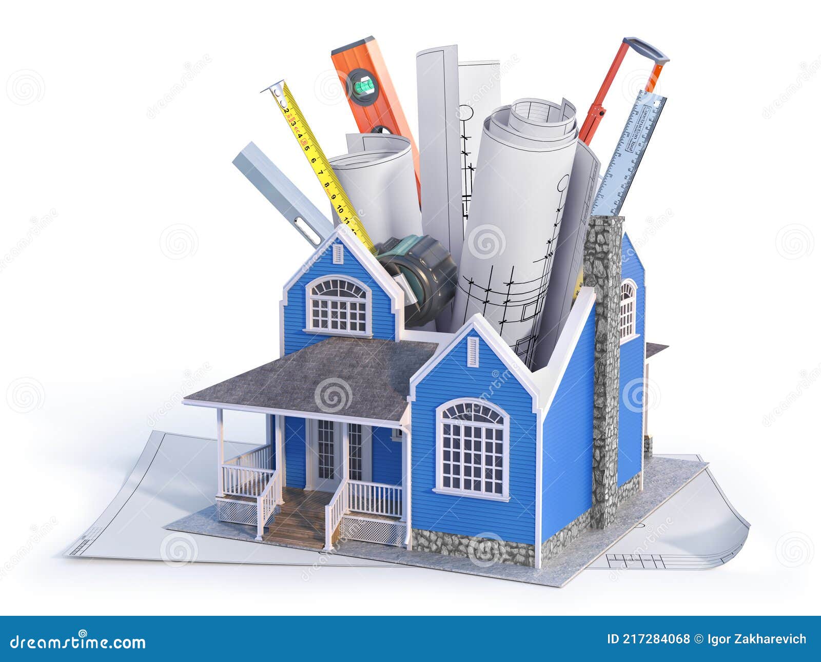 Different Building Tools Inserted in the House . Stock Illustration ...