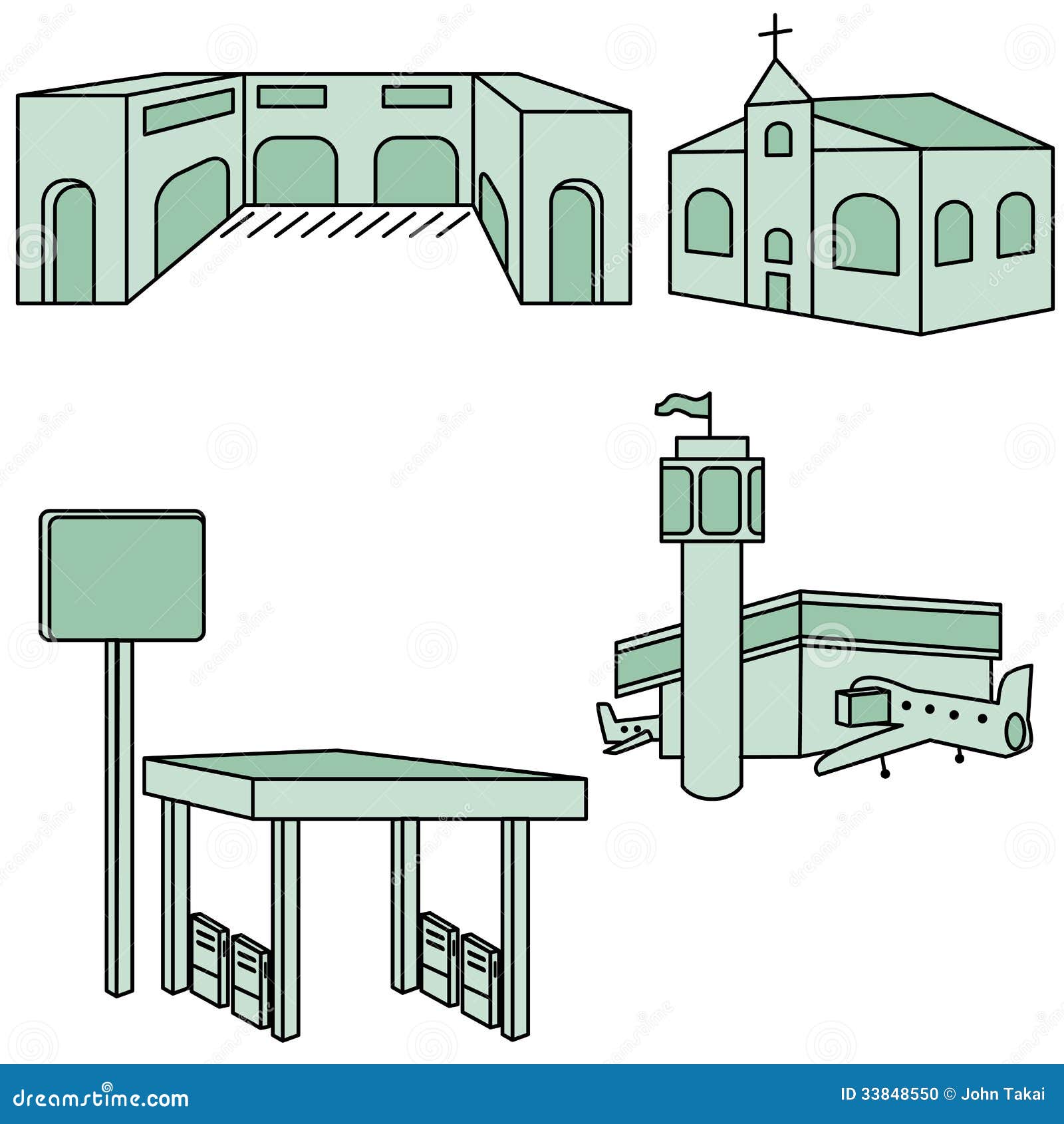 6 Types Of Buildings Vector Illustration For Infographics ...