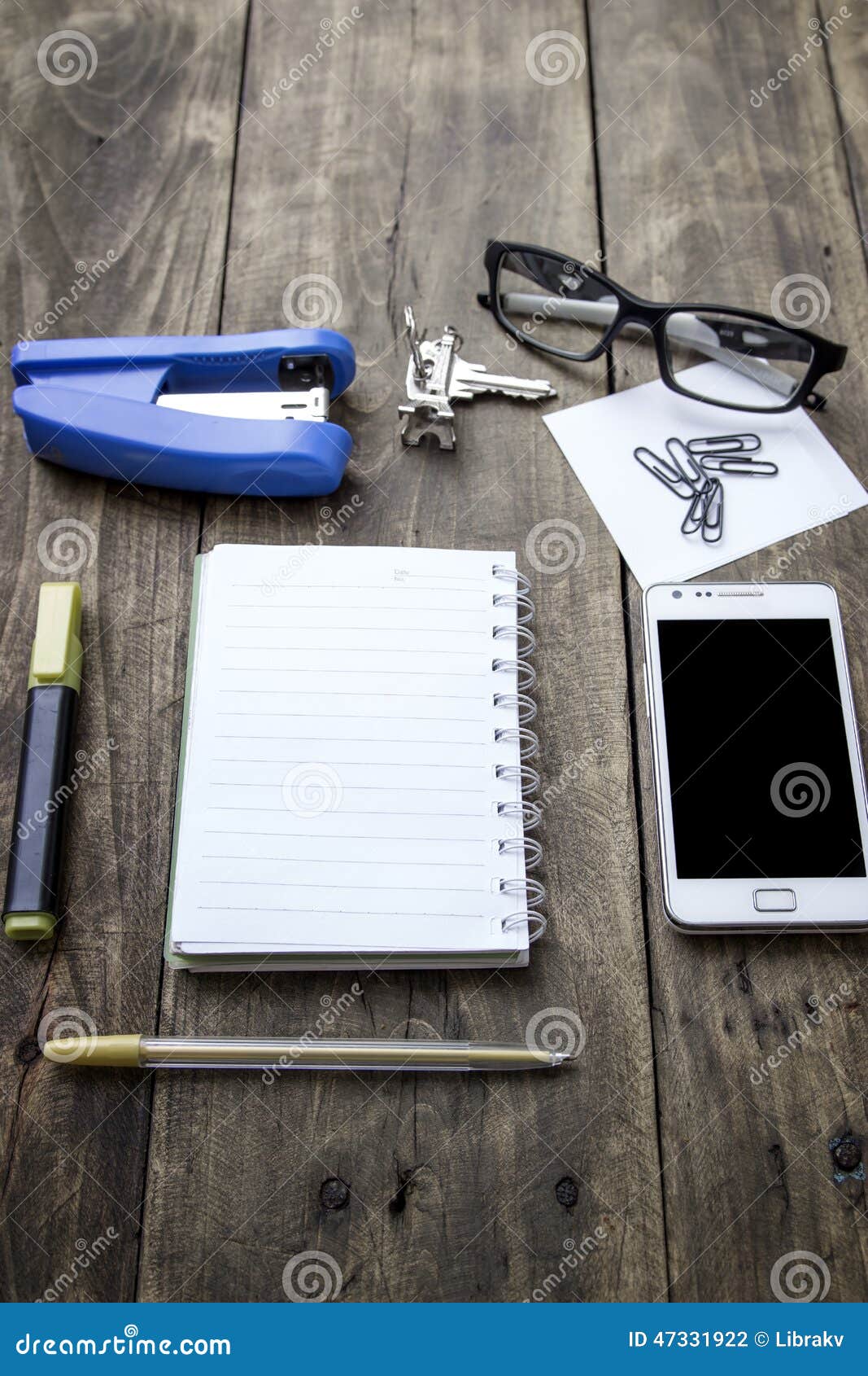 Different Business Objects on Wooden Desk. Stock Photo - Image of ...
