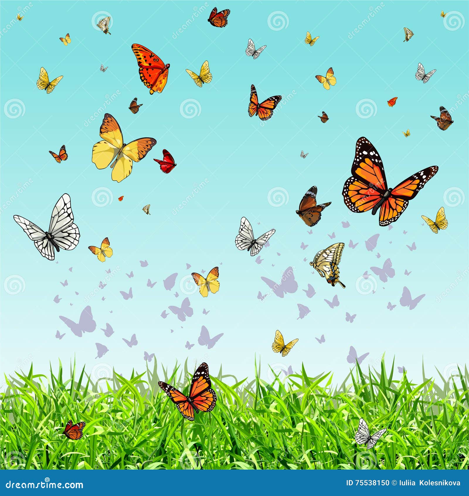 Butterflies Flying In Light Of The Moon Cartoon Vector | CartoonDealer ...
