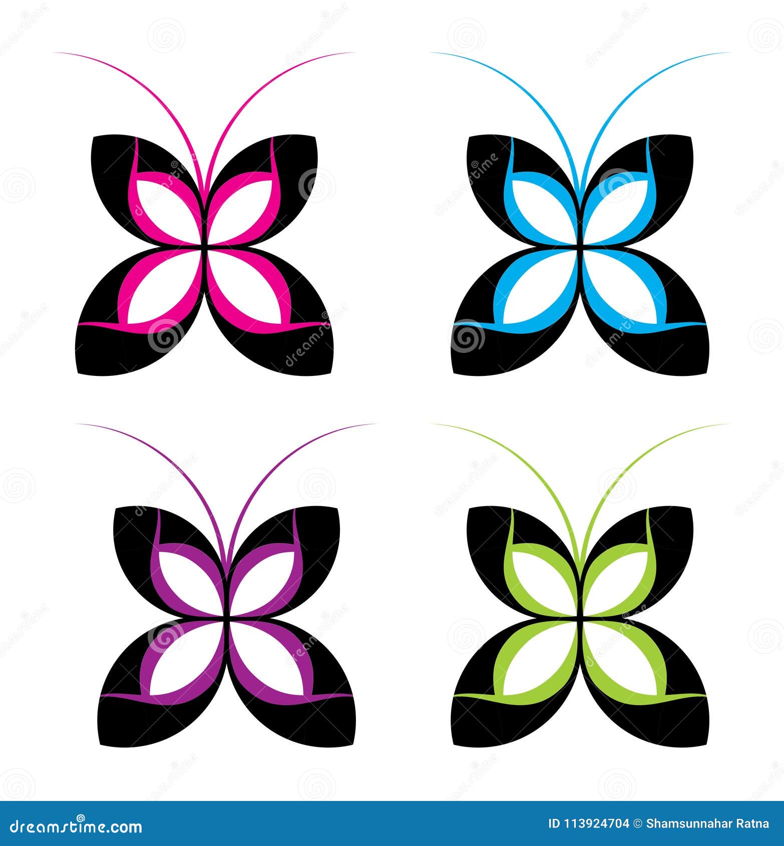 Different Butterfly Design Template Set Stock Vector - Illustration of ...