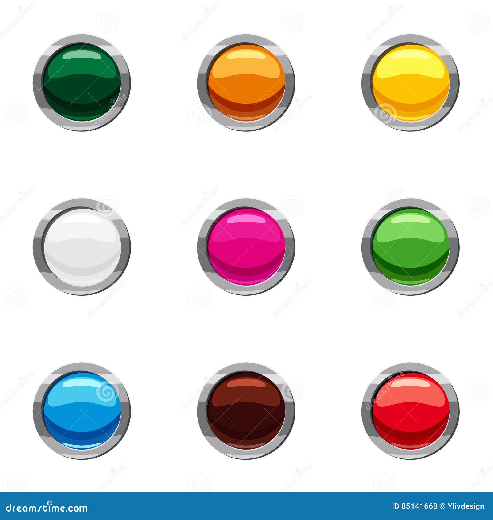 Different Buttons Icons Set, Cartoon Style Stock Vector - Illustration ...