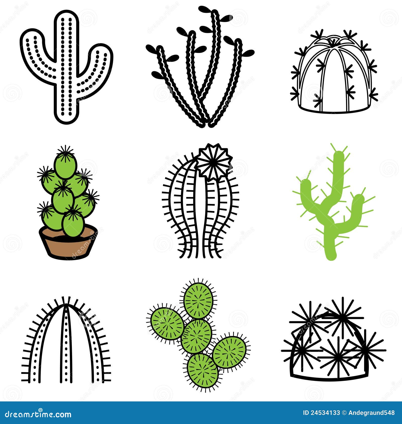 Different cactus icons stock vector. Illustration of styling - 24534133