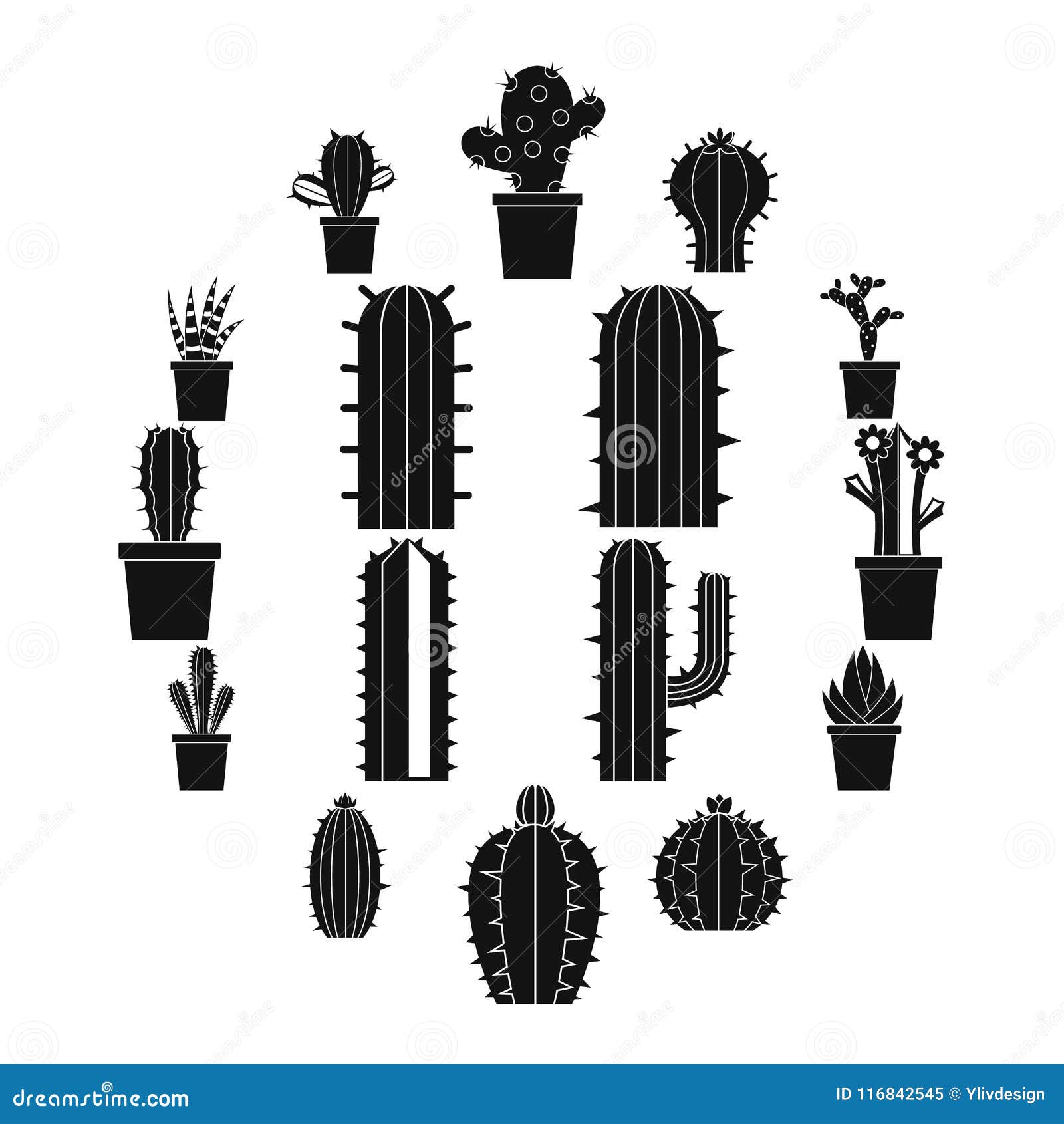 Different Cactuses Icons Set, Simple Style Stock Vector - Illustration ...