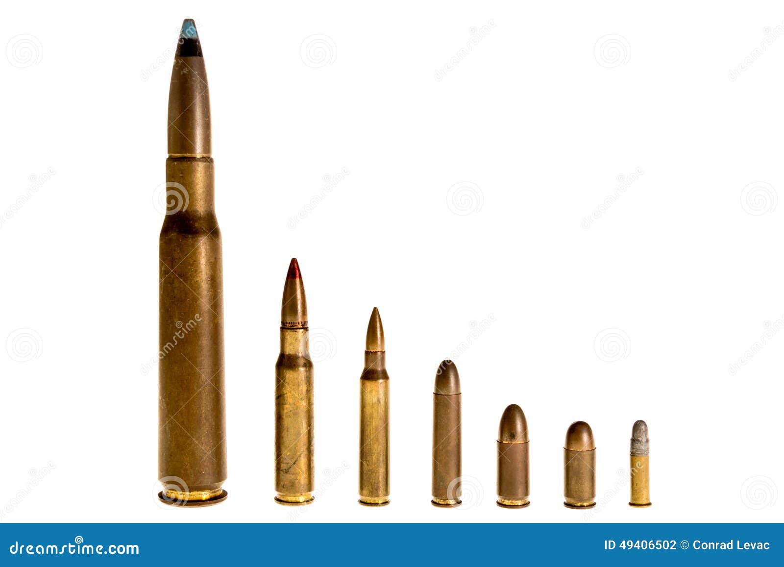 Different Caliber Bullets, On A White Background Stock Photo - Image of ...