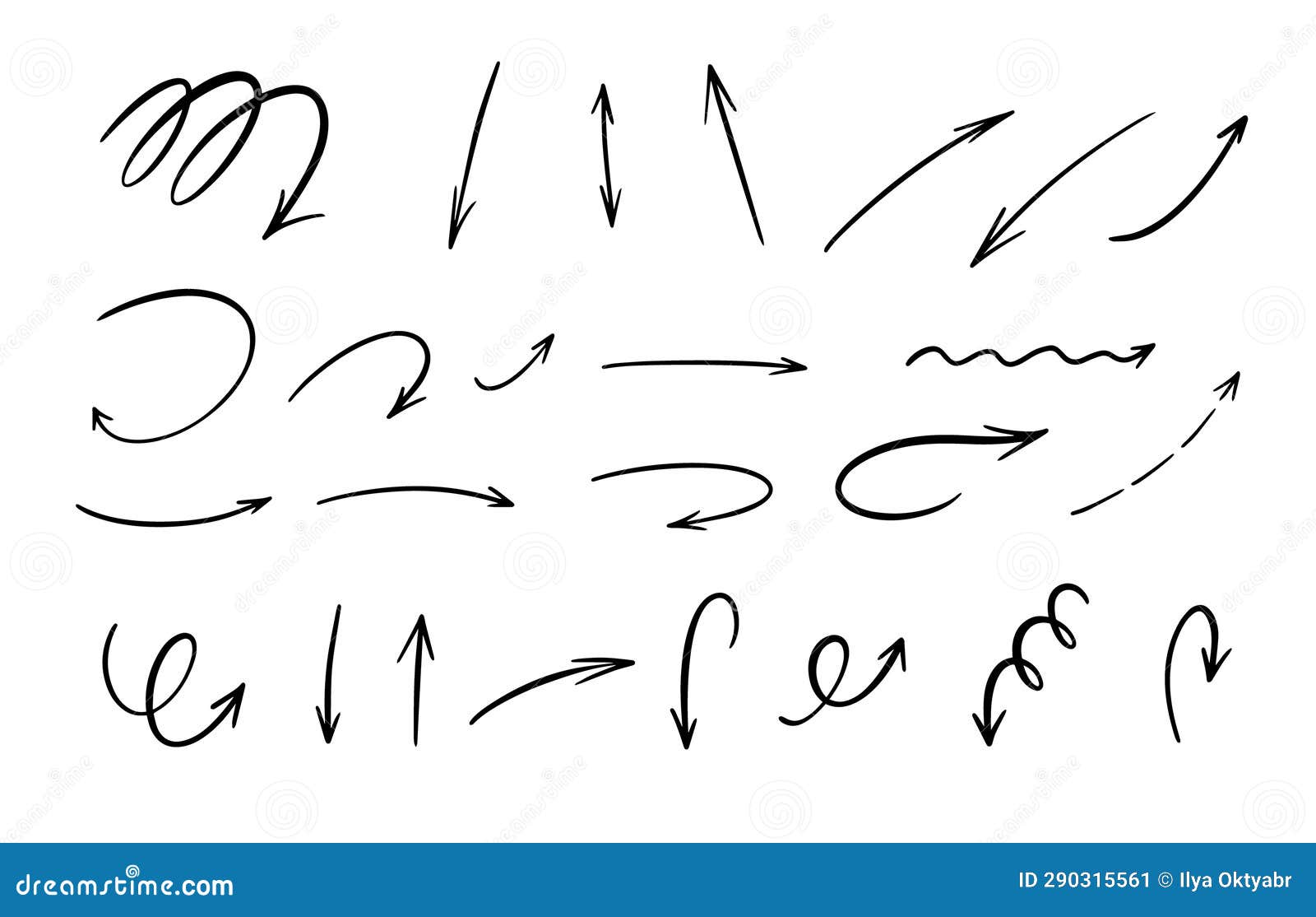 Different Calligraphy Arrows Set. Stock Illustration - Illustration of ...