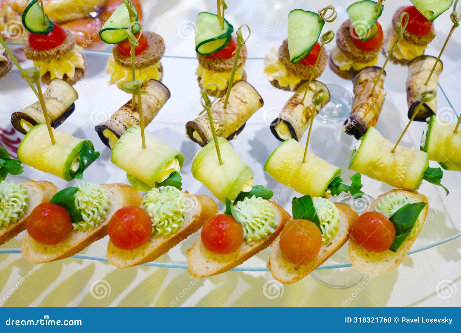 Different Canapes - Cold Appetizers are on Table Stock Photo - Image of ...