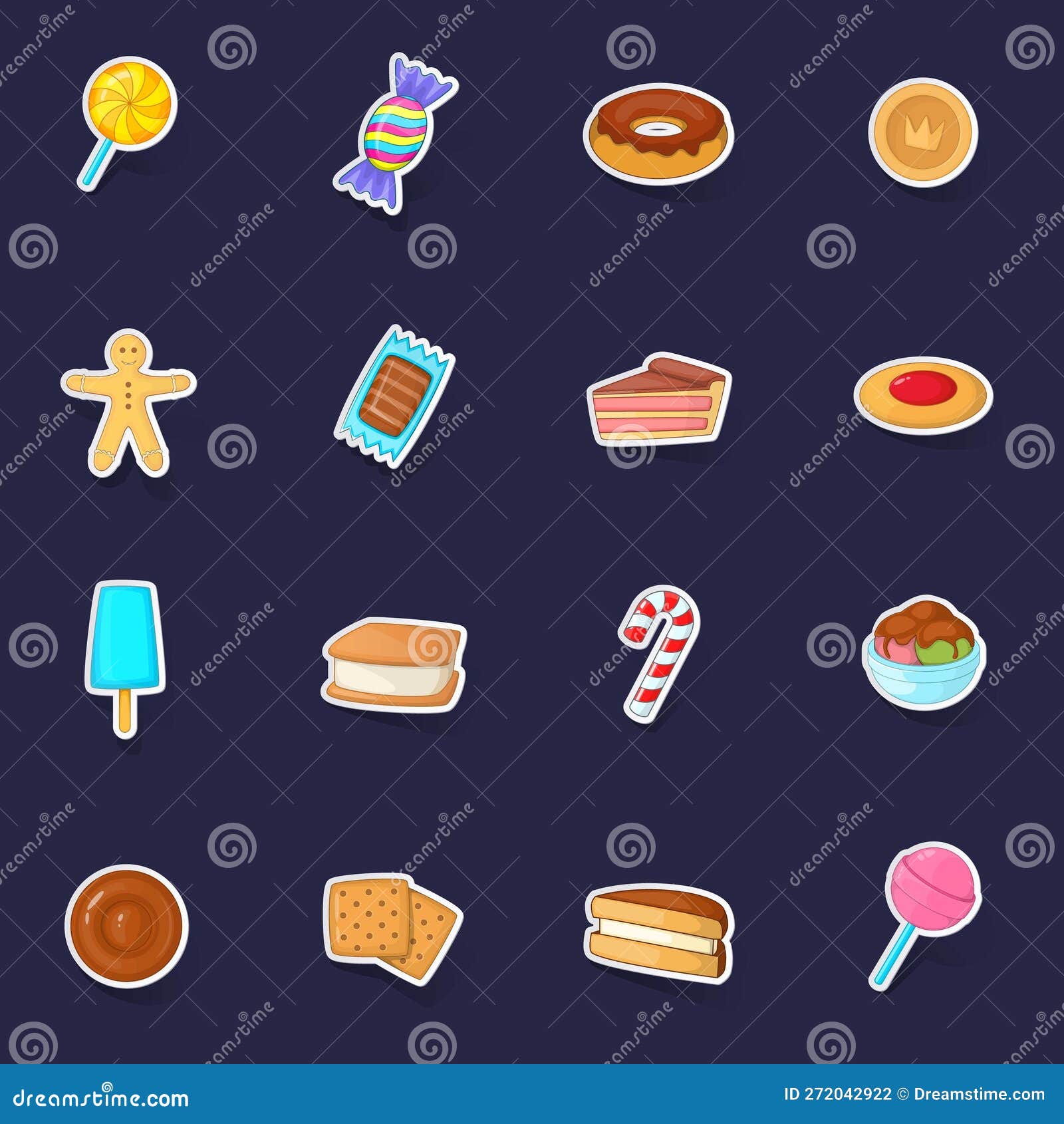 Different Candy Icons Set Vector Sticker Stock Vector - Illustration of ...