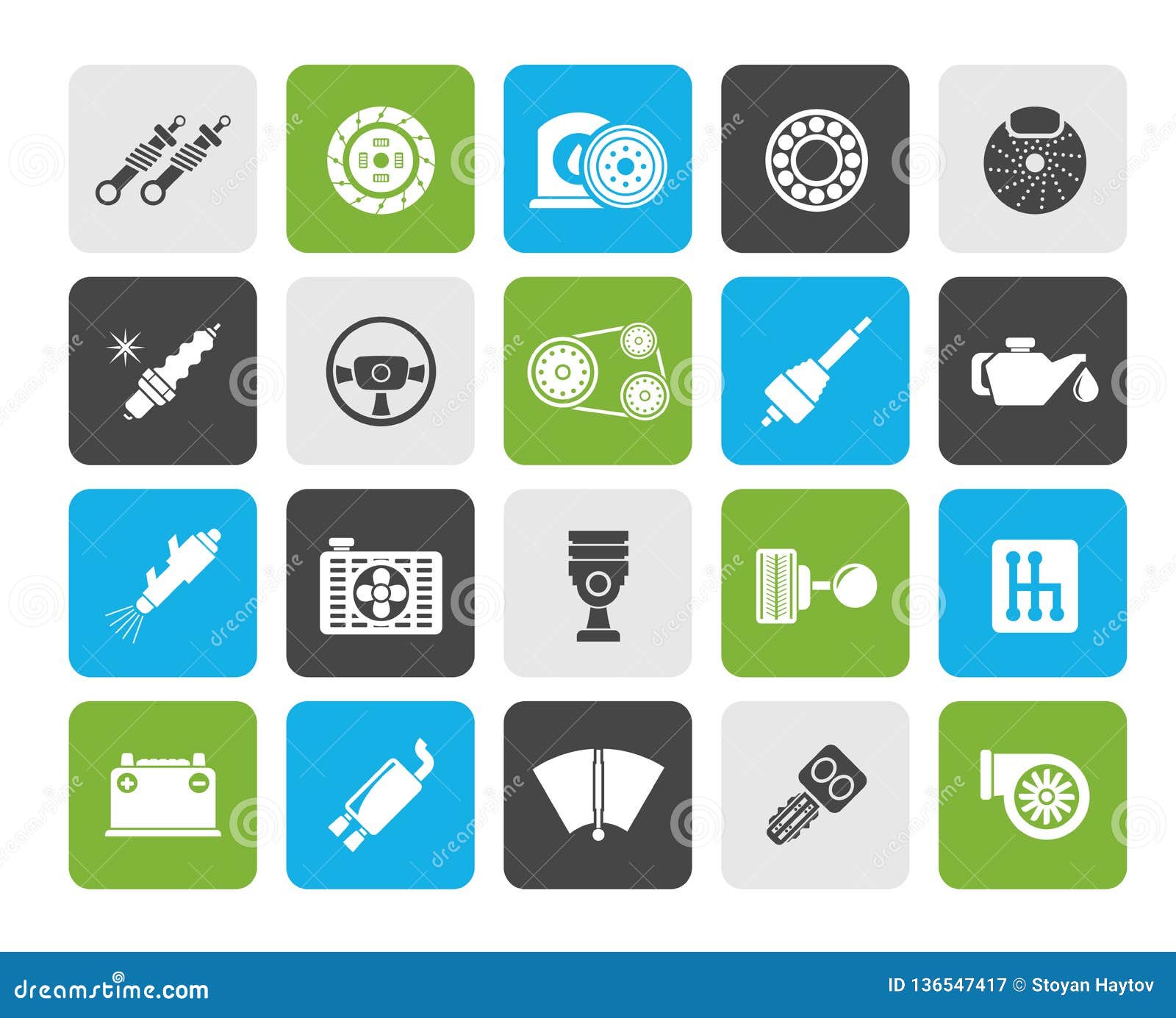 Different Car Part and Services Icons Stock Vector - Illustration of ...