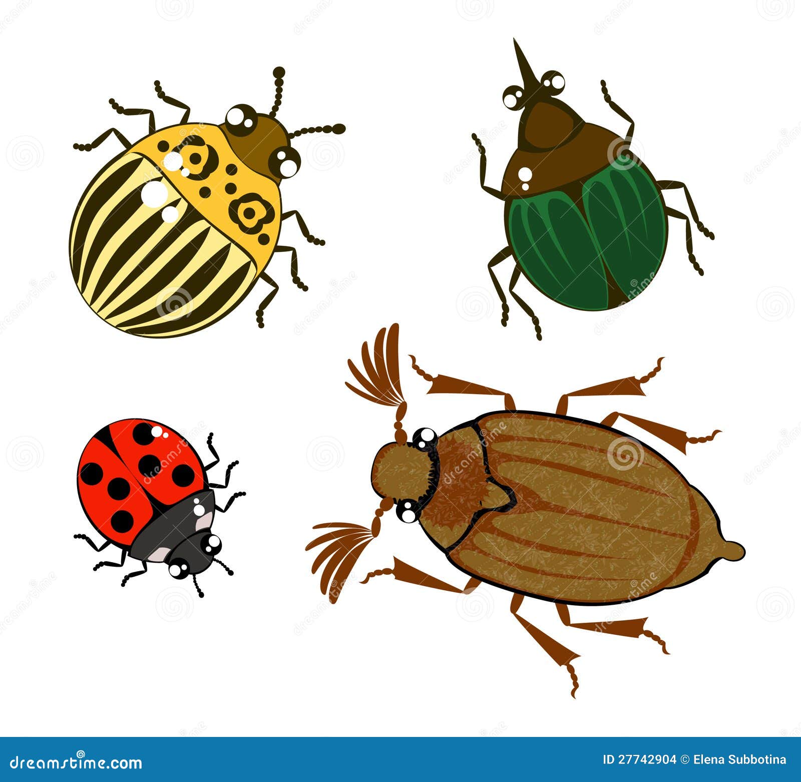 Different cartoon beetles stock vector. Illustration of agriculture ...