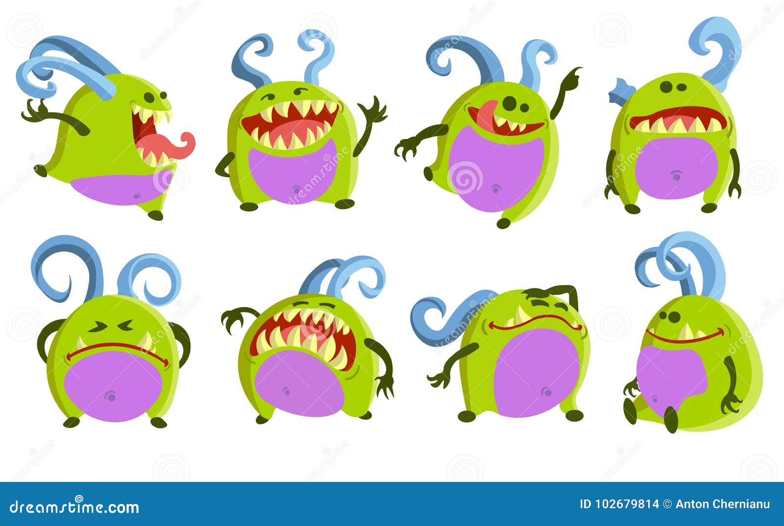 Different Cartoon Monsters Collection Stock Vector - Illustration of ...