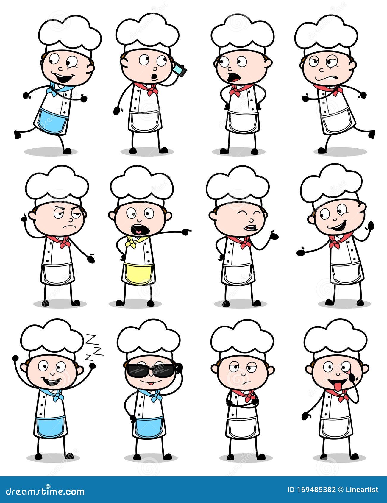 Different Cartoon Chef Poses - Set of Concepts Vector Illustrations ...
